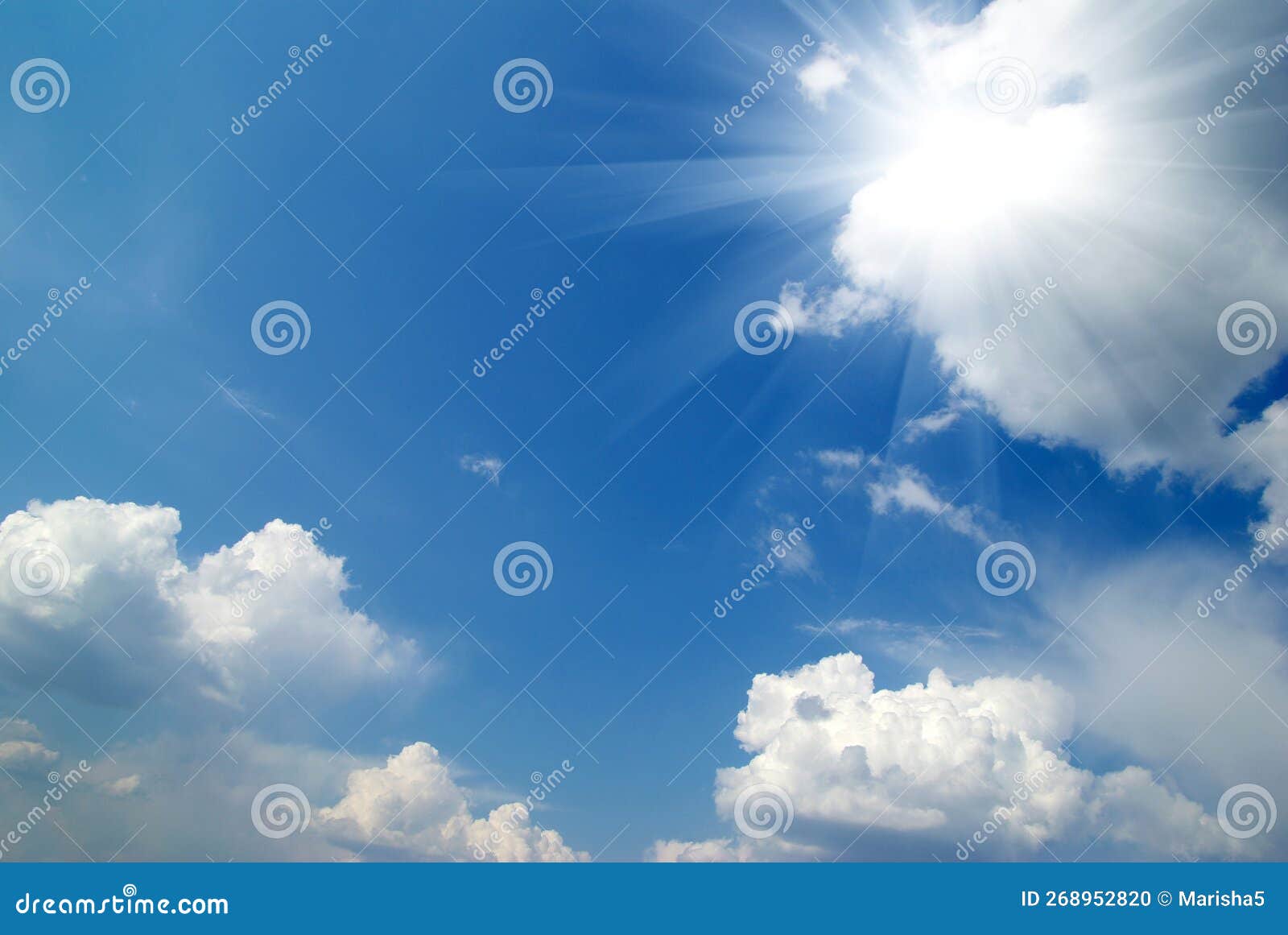 Sun in blue sky stock photo. Image of scene, condensation - 268952820