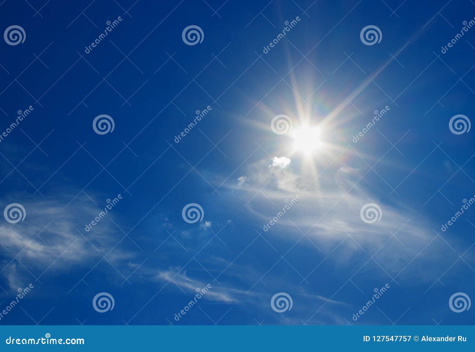 Sun in blue sky. stock image. Image of freedom, light - 127547757