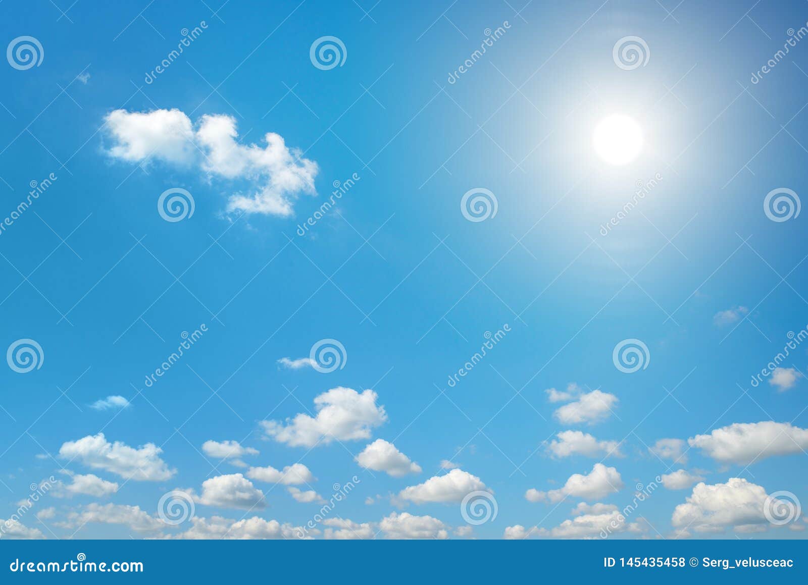 Sun in blue sky stock photo. Image of background, blue - 145435458