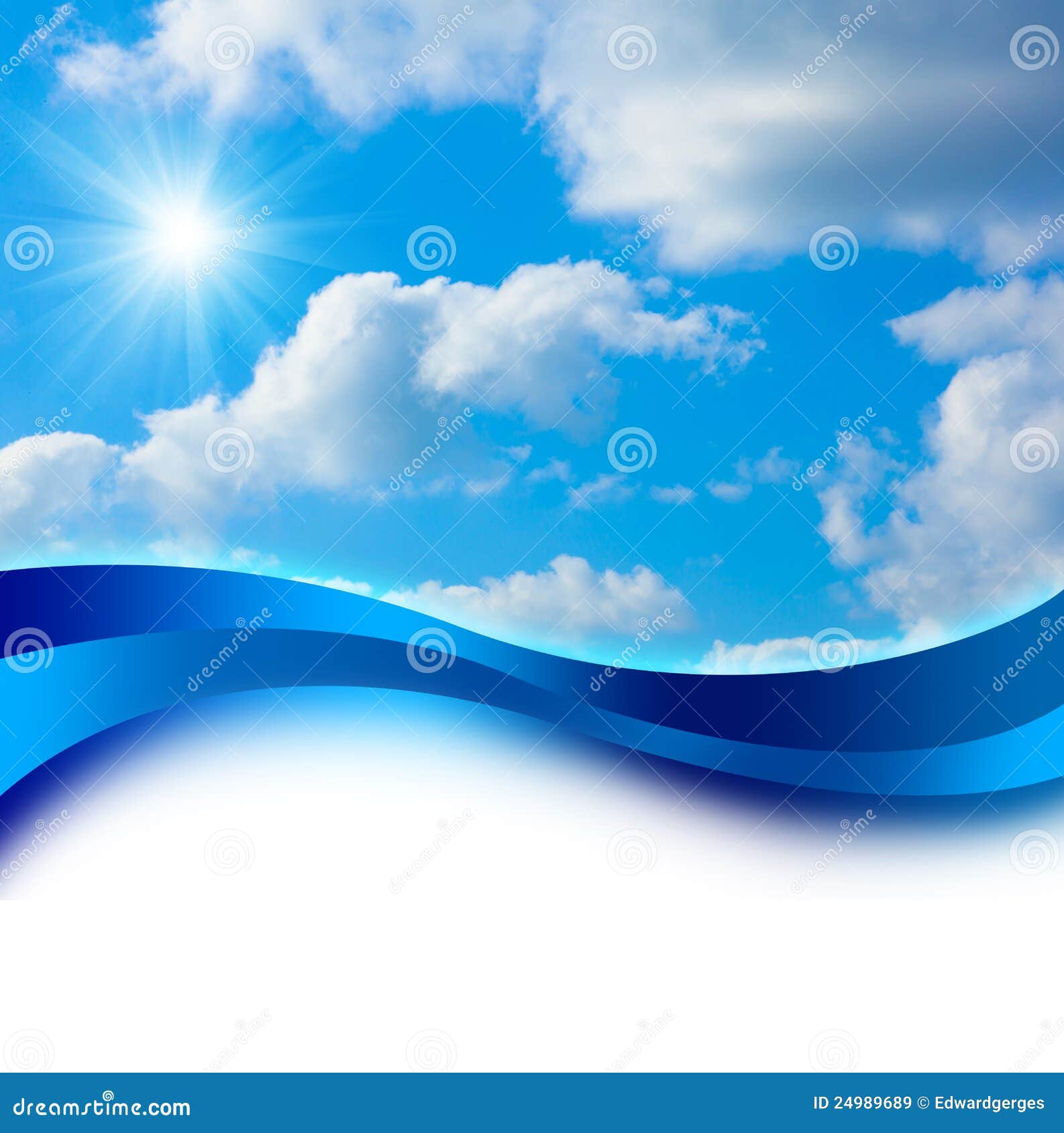 Sun in Blue Sky Cover Design Stock Image - Image of space, summer: 24989689