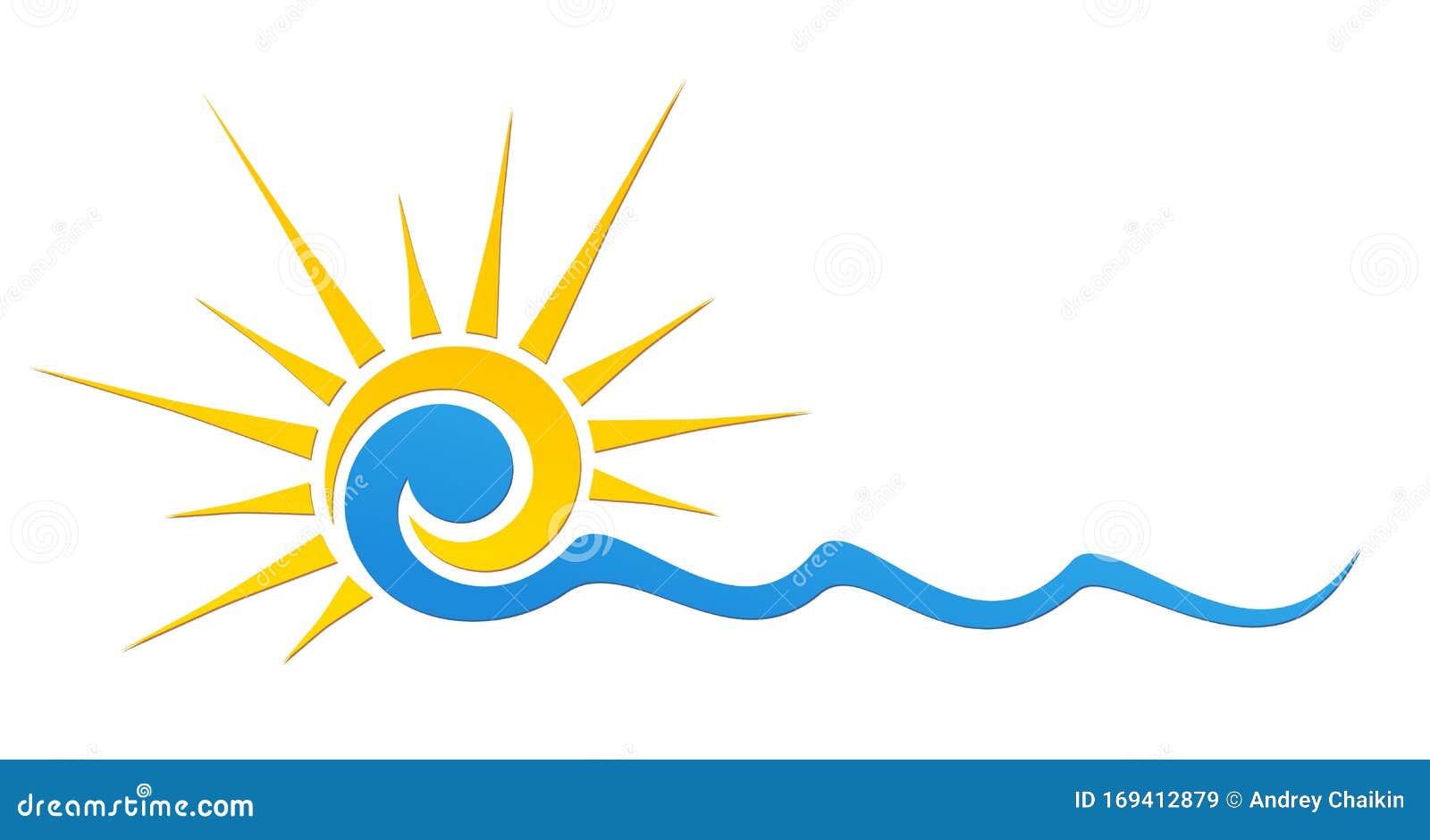 Sun and Sea Symbol. stock vector. Illustration of wave - 169412879