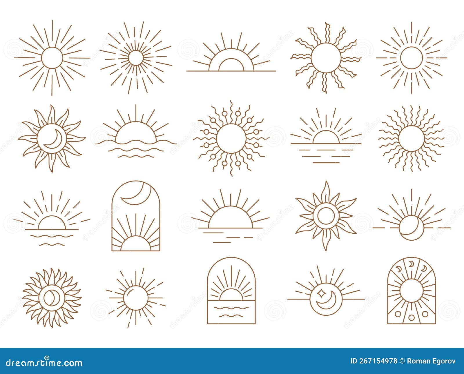 Celestial Line Art Doodles, Vector Clip Art Set With Sun Moon And Star ... Celestial Line Art Doodles, Vector Clip Art Set With Sun Moon And Star ...