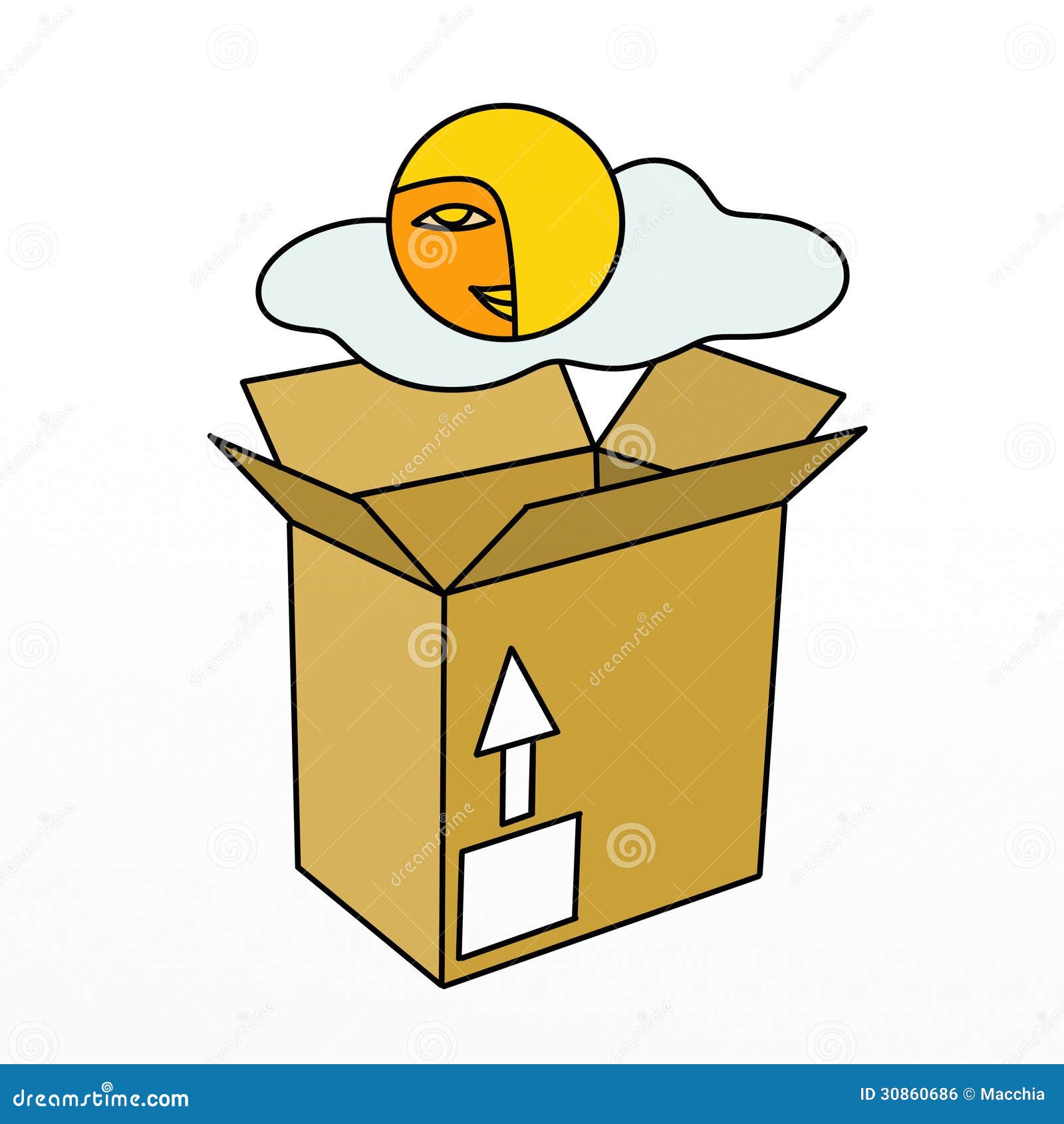 Sun in the box stock illustration. Illustration of blank - 30860686