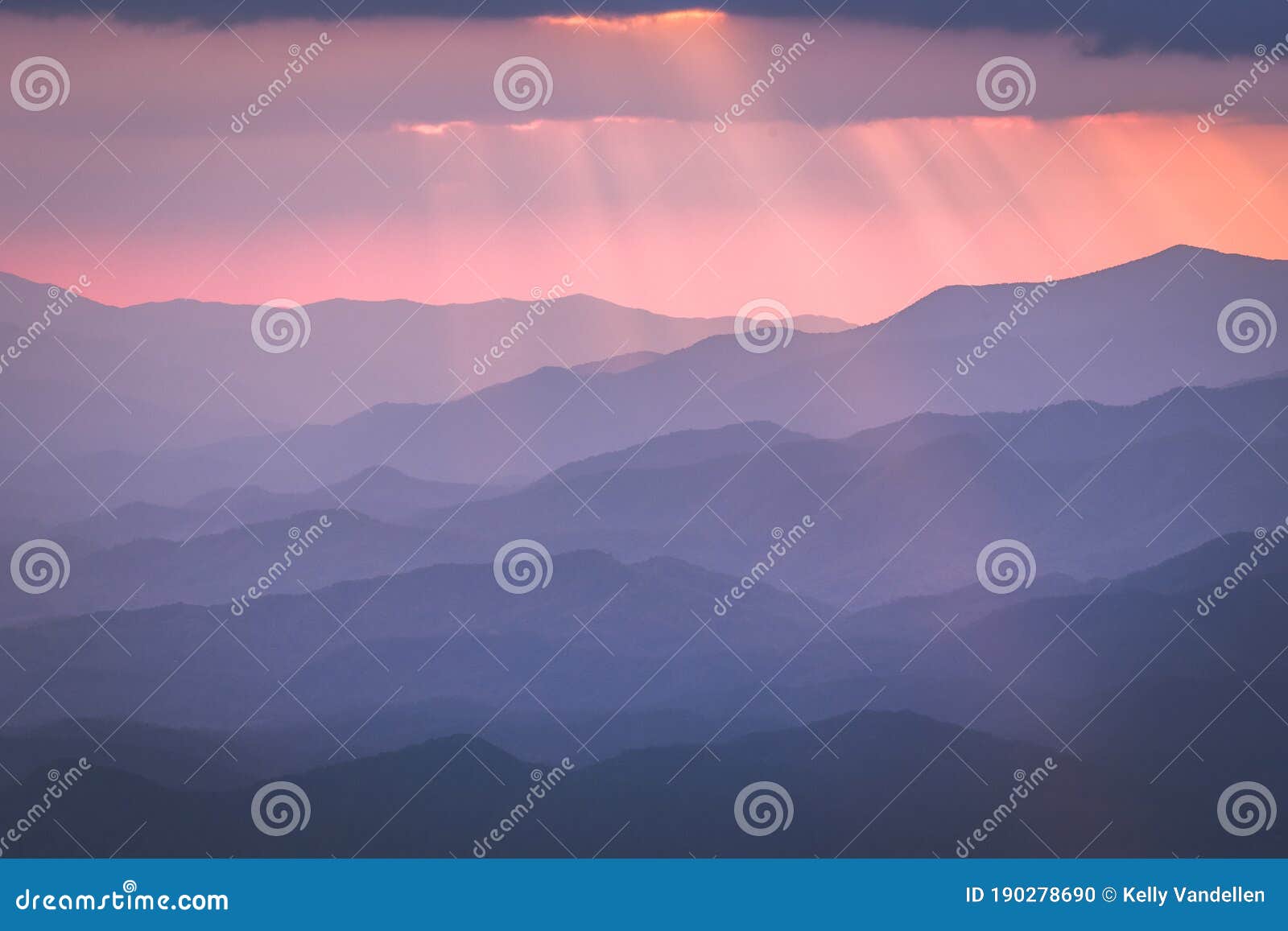 Sun Breaks through Dark Clouds Above Blue Ridge Stock Photo - Image of ...