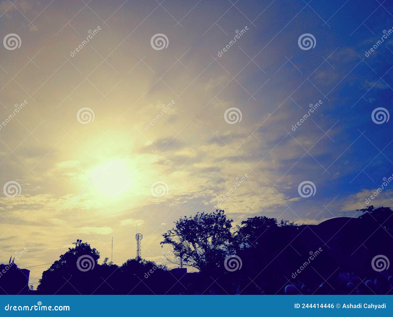 The Sun is Bright in the Blue Clouds in the Morning before Noon Stock ...