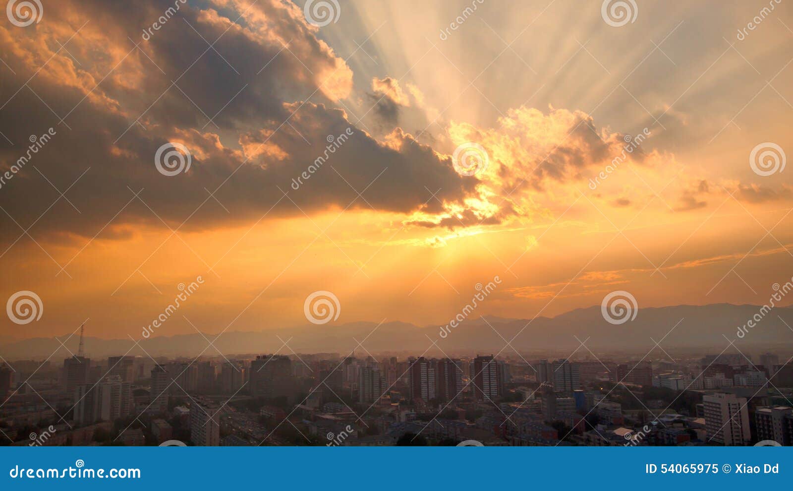 Sun burst, Beijing city stock image. Image of evening - 54065975