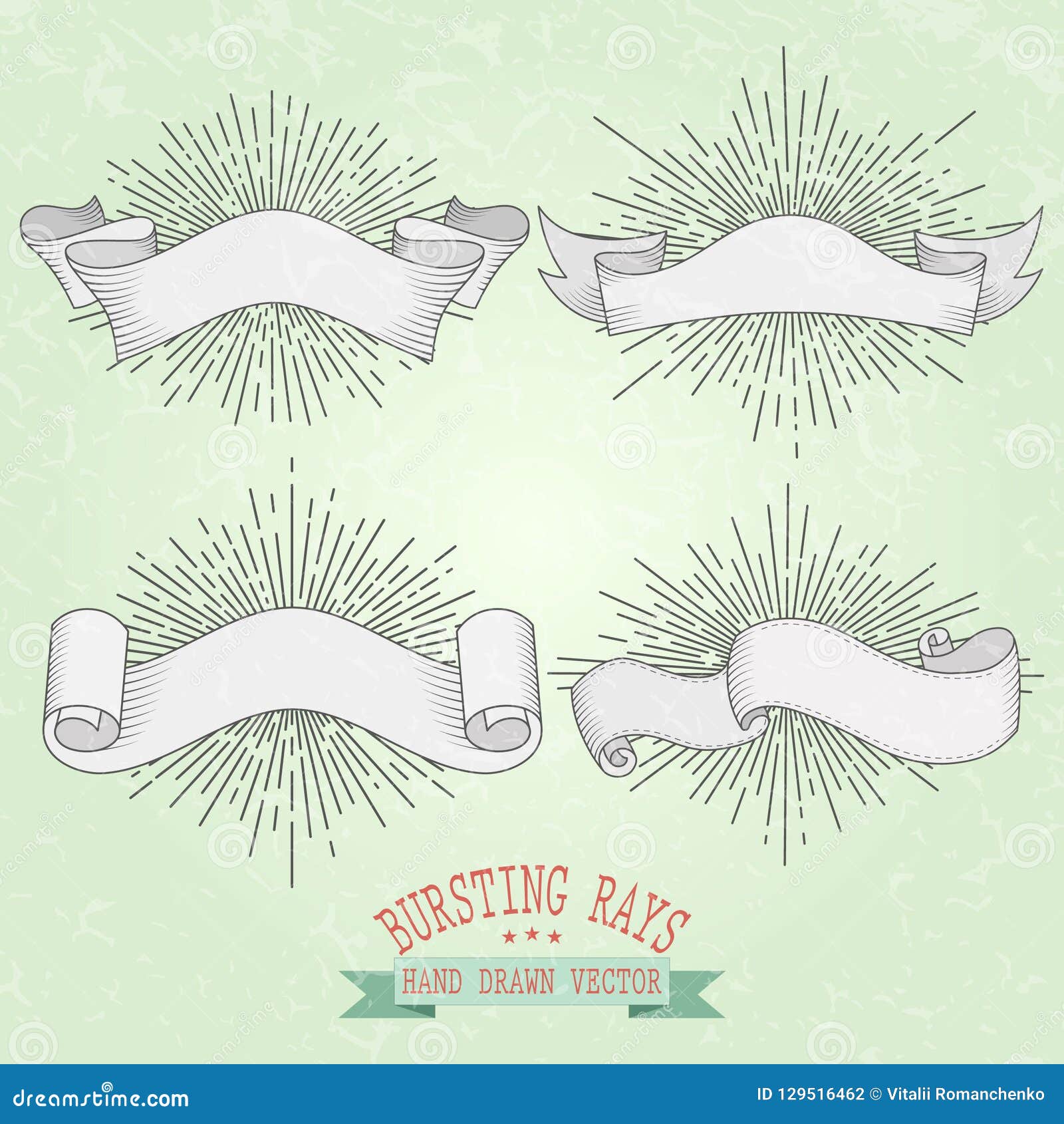 Sun Burst Vintage Shapes Collection Set of Sun Ray Frames Retro Vector ...