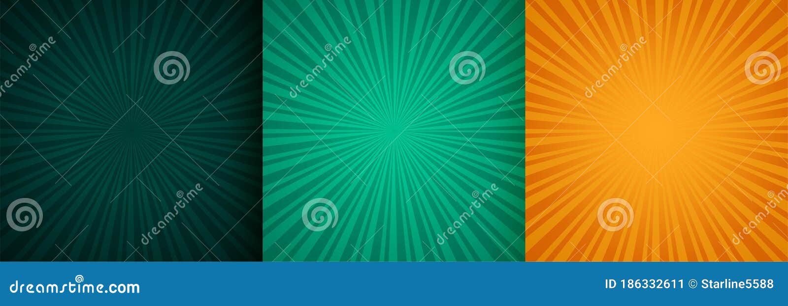 Sun Burst Zoom Rays Background Set of Three Stock Vector - Illustration ...