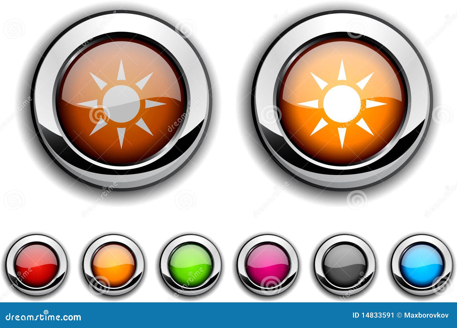 Sun button. stock vector. Illustration of shiny, green - 14833591