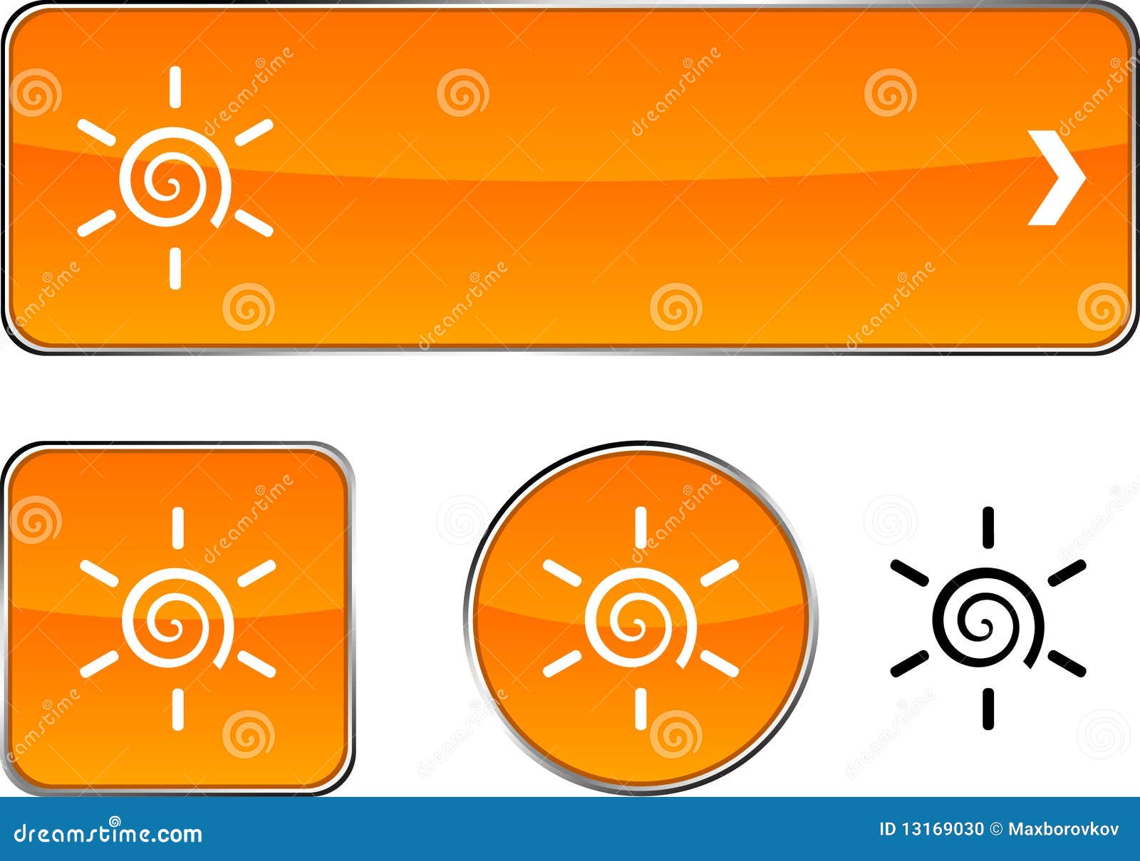 Sun button set. stock vector. Illustration of border - 13169030