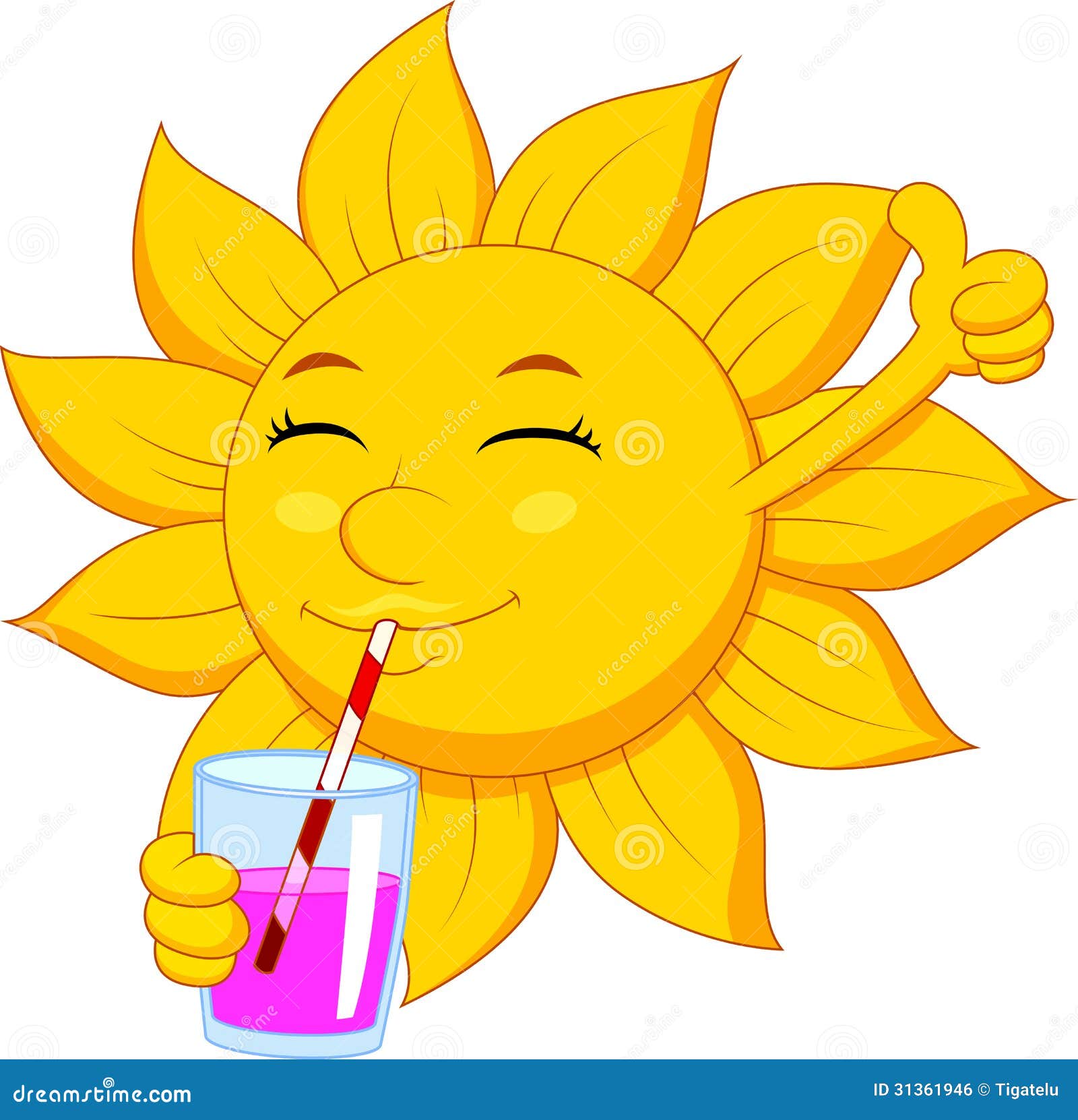 Sun Cartoon Character Drinking Stock Vector - Illustration of face ...