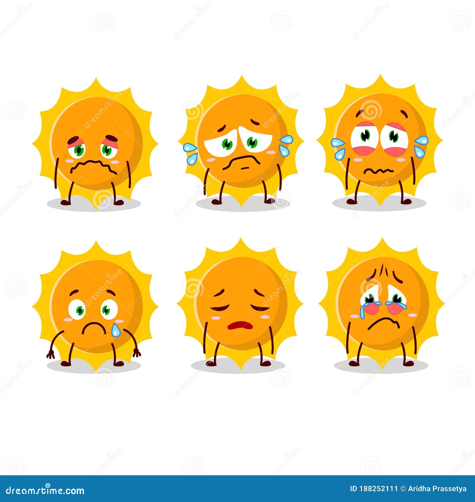 Sun Cartoon in Character with Sad Expression Stock Vector ...