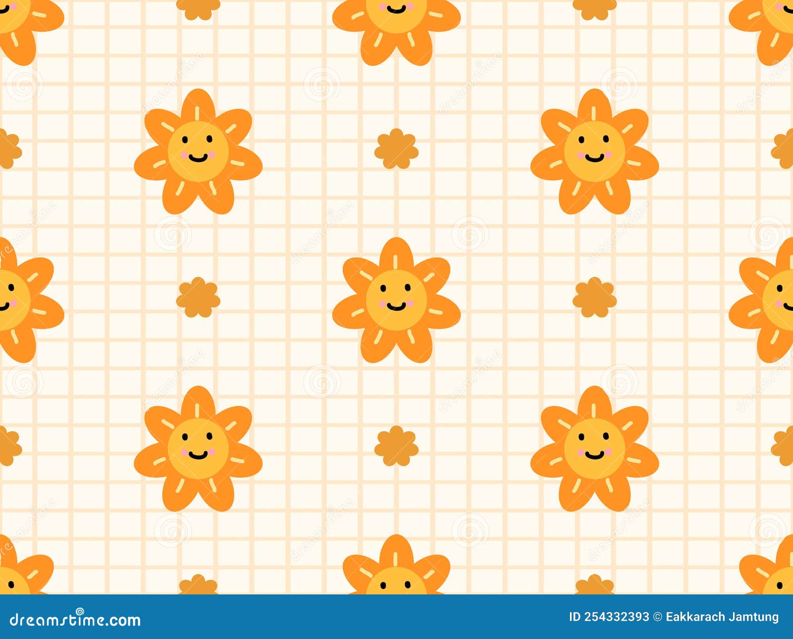 Sun Seamless Pattern on Orange Background Stock Vector - Illustration ...