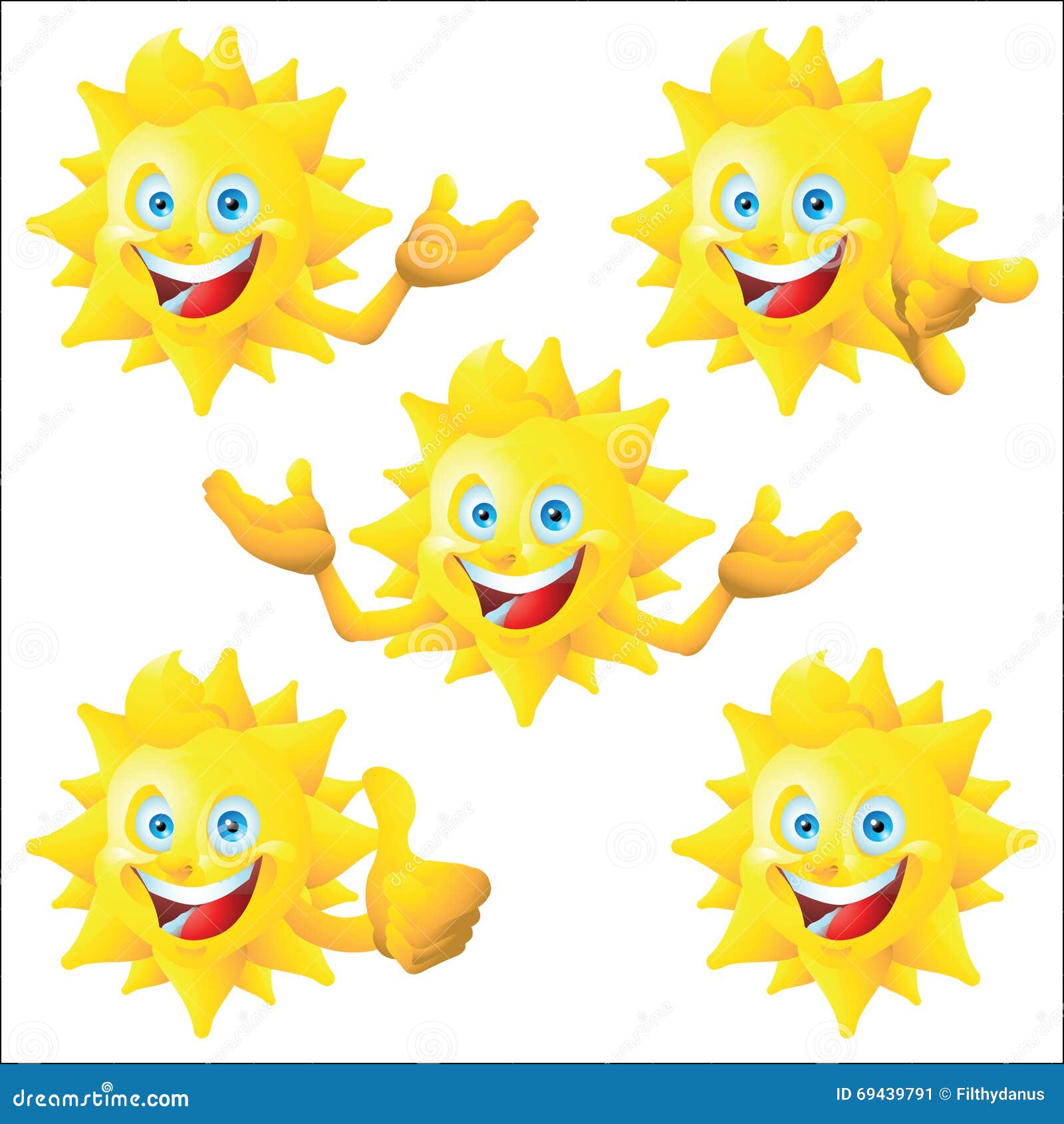 Sun cartoon character set stock vector. Illustration of element - 69439791