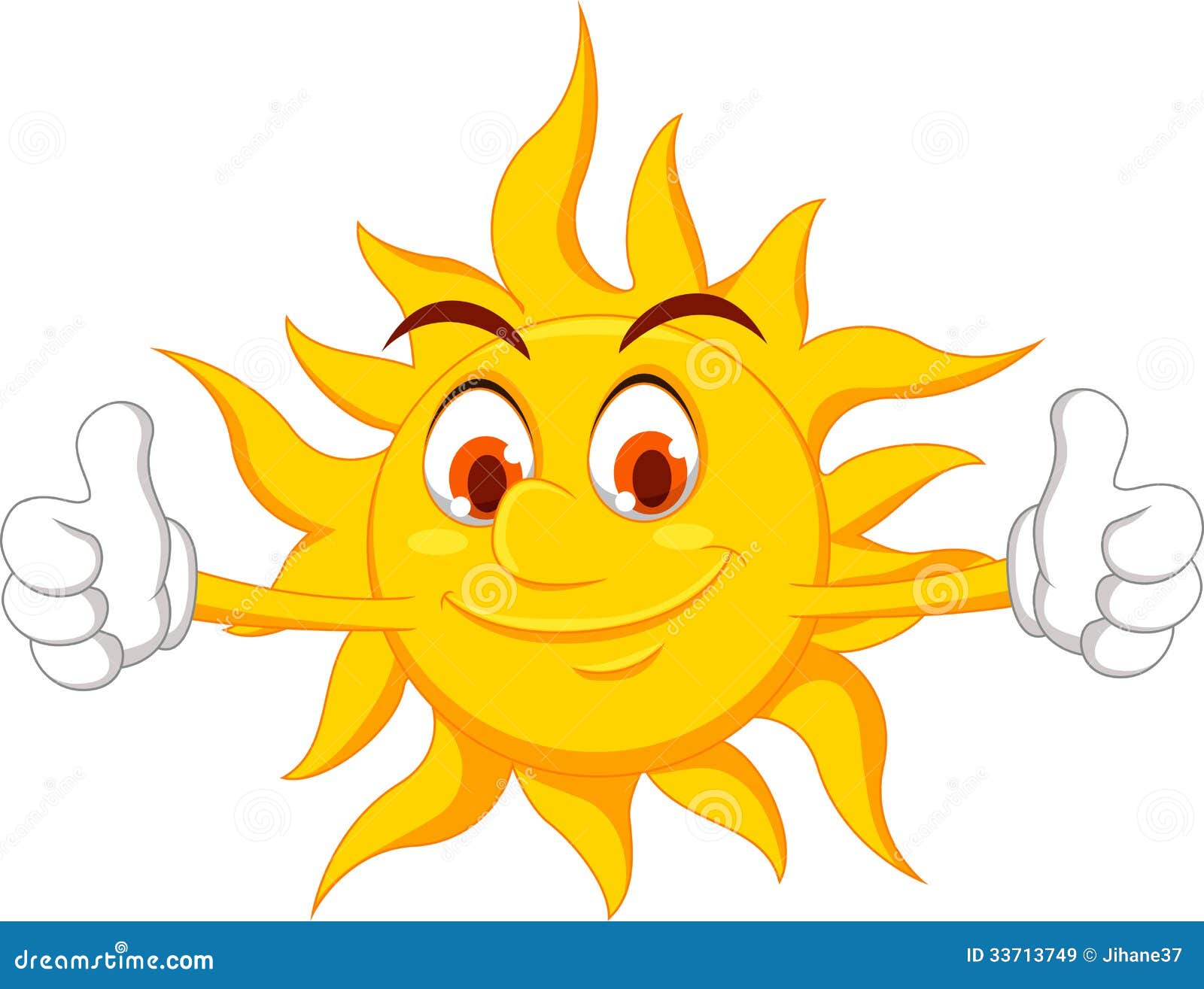 Sun Cartoon Character with Thumb Up Stock Illustration - Illustration ...