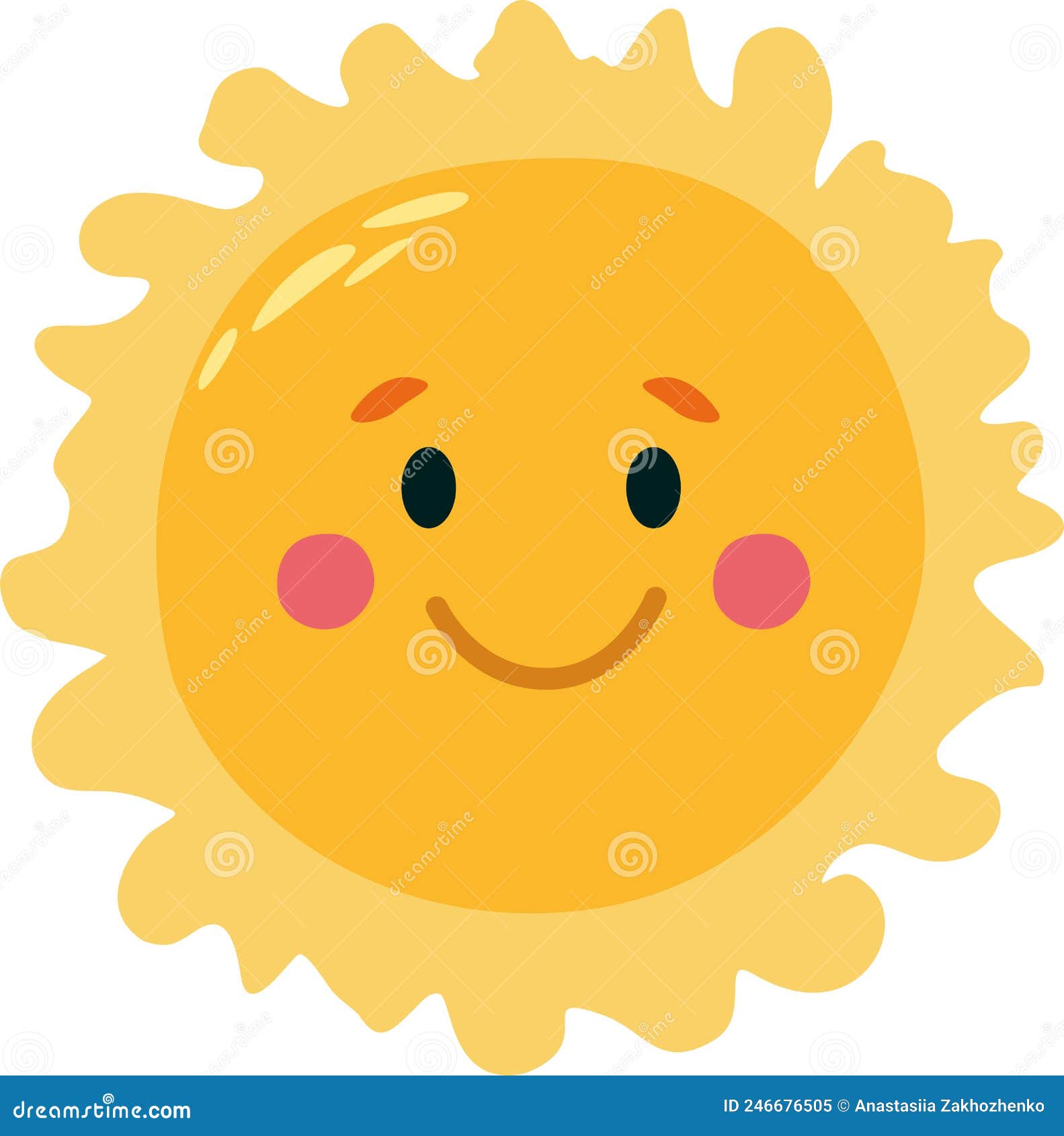 Sun Cartoon Flat Style. Children S Style Stock Vector - Illustration of ...