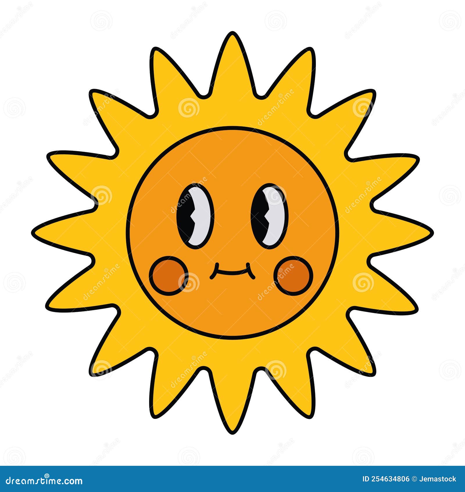 Sun Cartoon Retro Character Stock Vector - Illustration of funny, comic ...