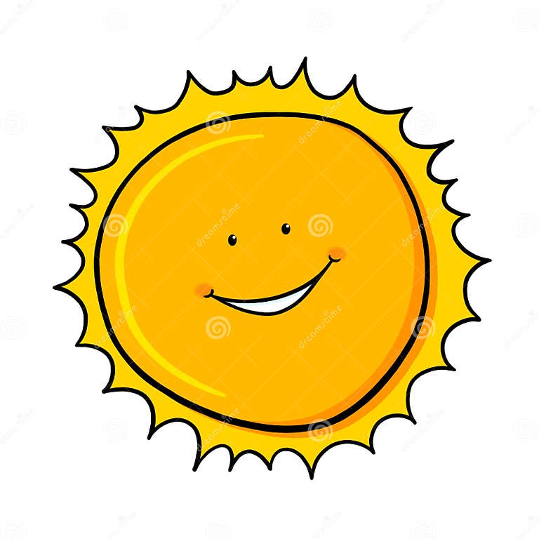 Smiling Shining Sun Cartoon Character on White Background Stock ...