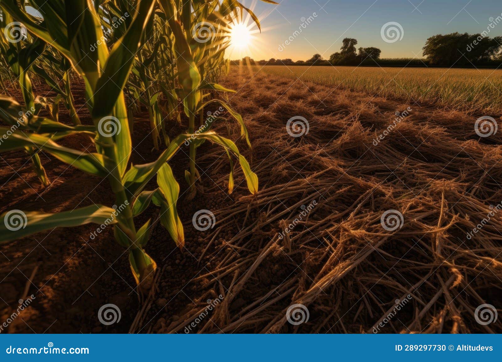 Sun Casting Shadows on the Cornfield Soil Stock Photo - Image of farming, growth: 289297730