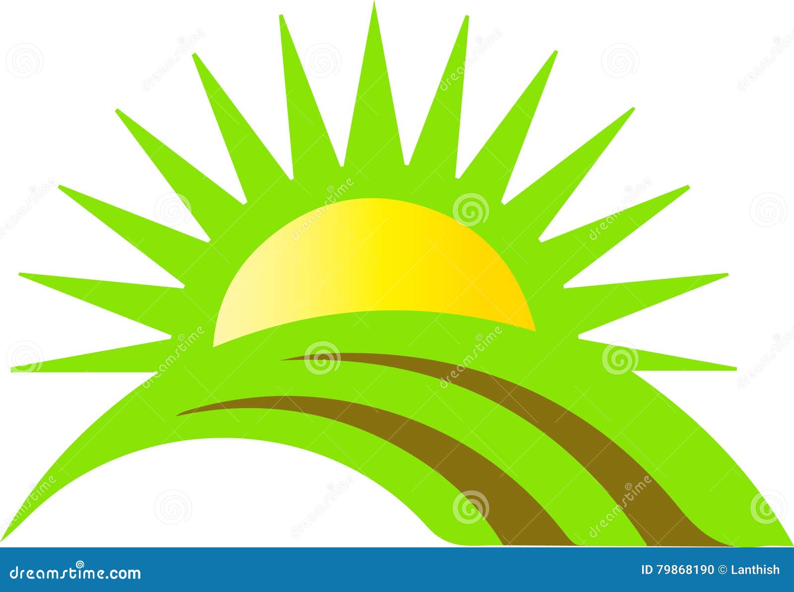 Sun in the Center of Farm stock vector. Illustration of nature - 79868190