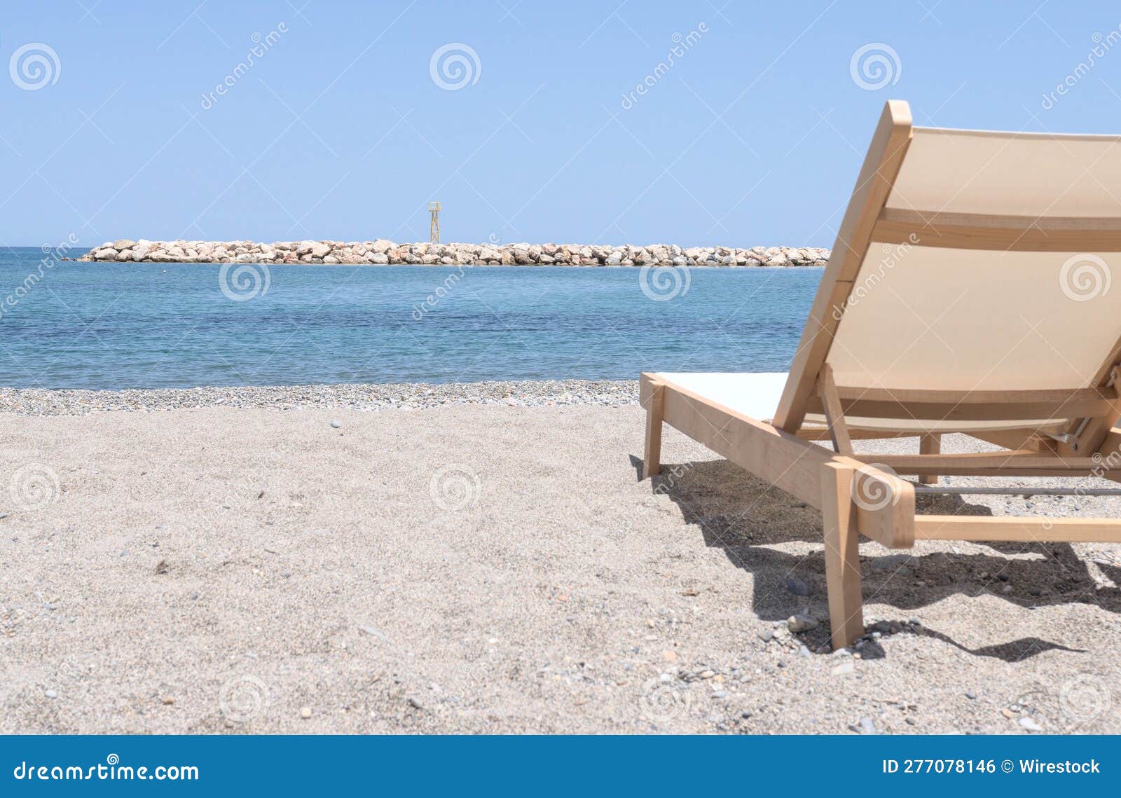 Sun Chair on a Greek Beach in Crete. Stock Photo - Image of sunlight ...