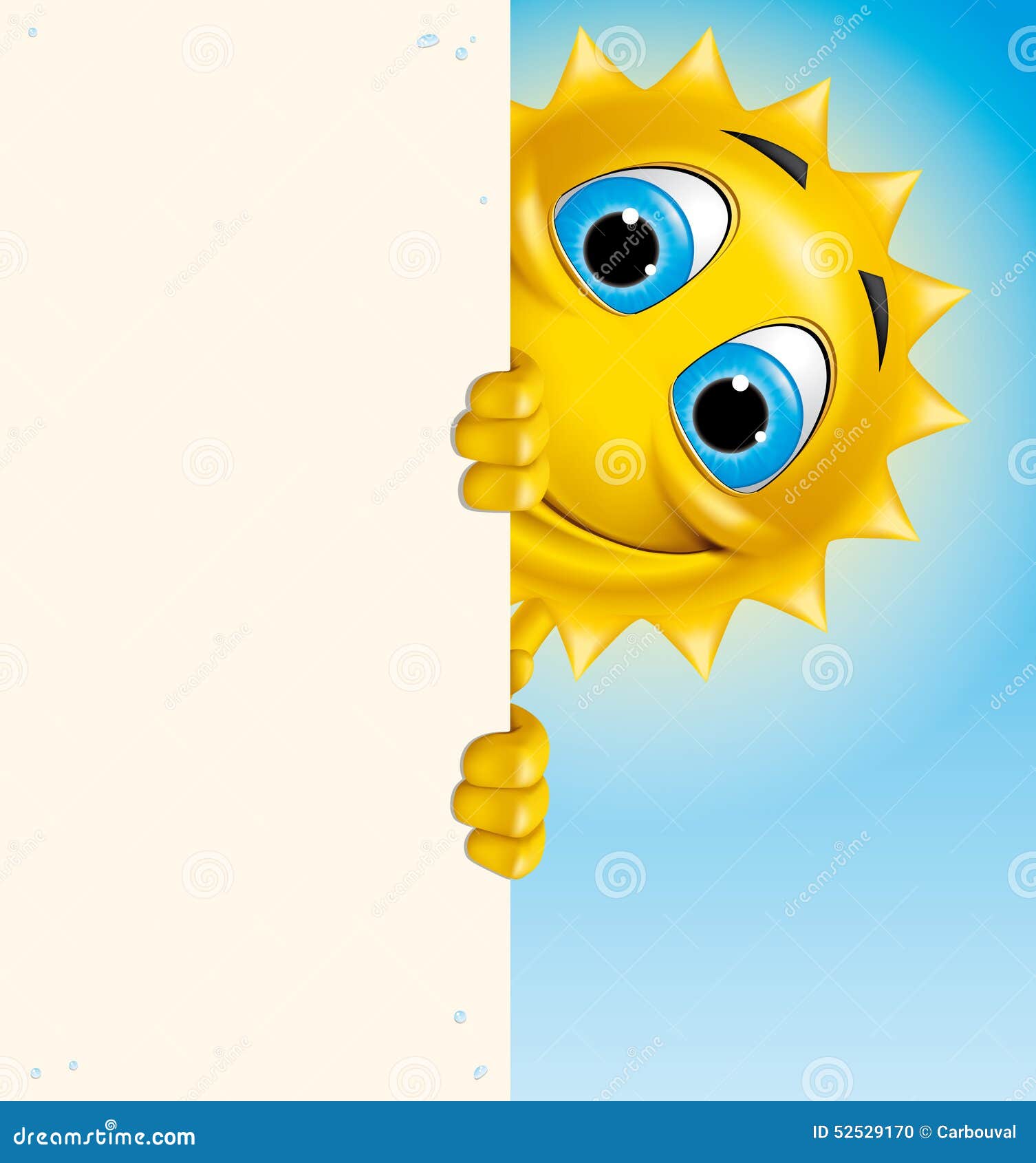 Sun Character Holding a Vertical Banner Stock Illustration ...