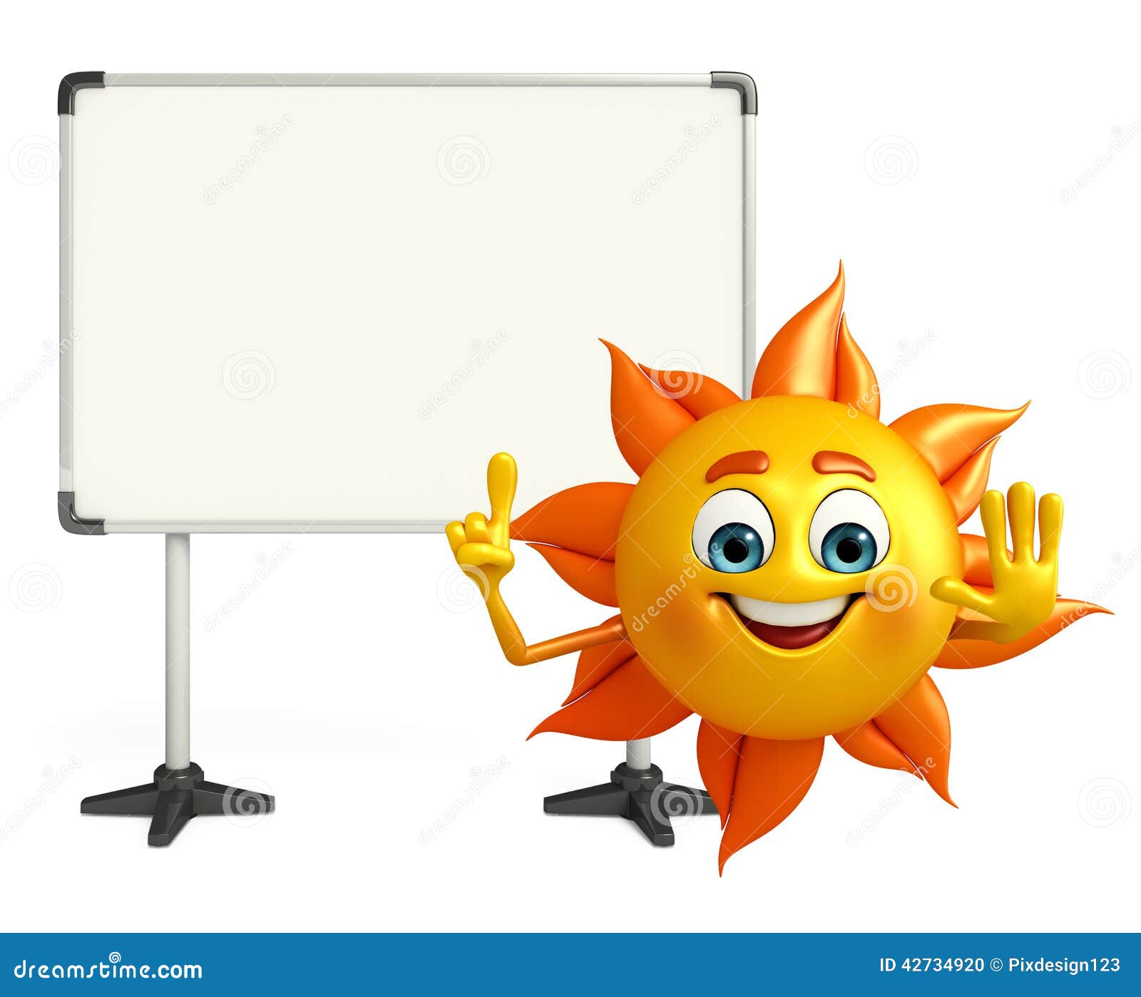 Sun Character with Sign Board Stock Illustration - Illustration of ...