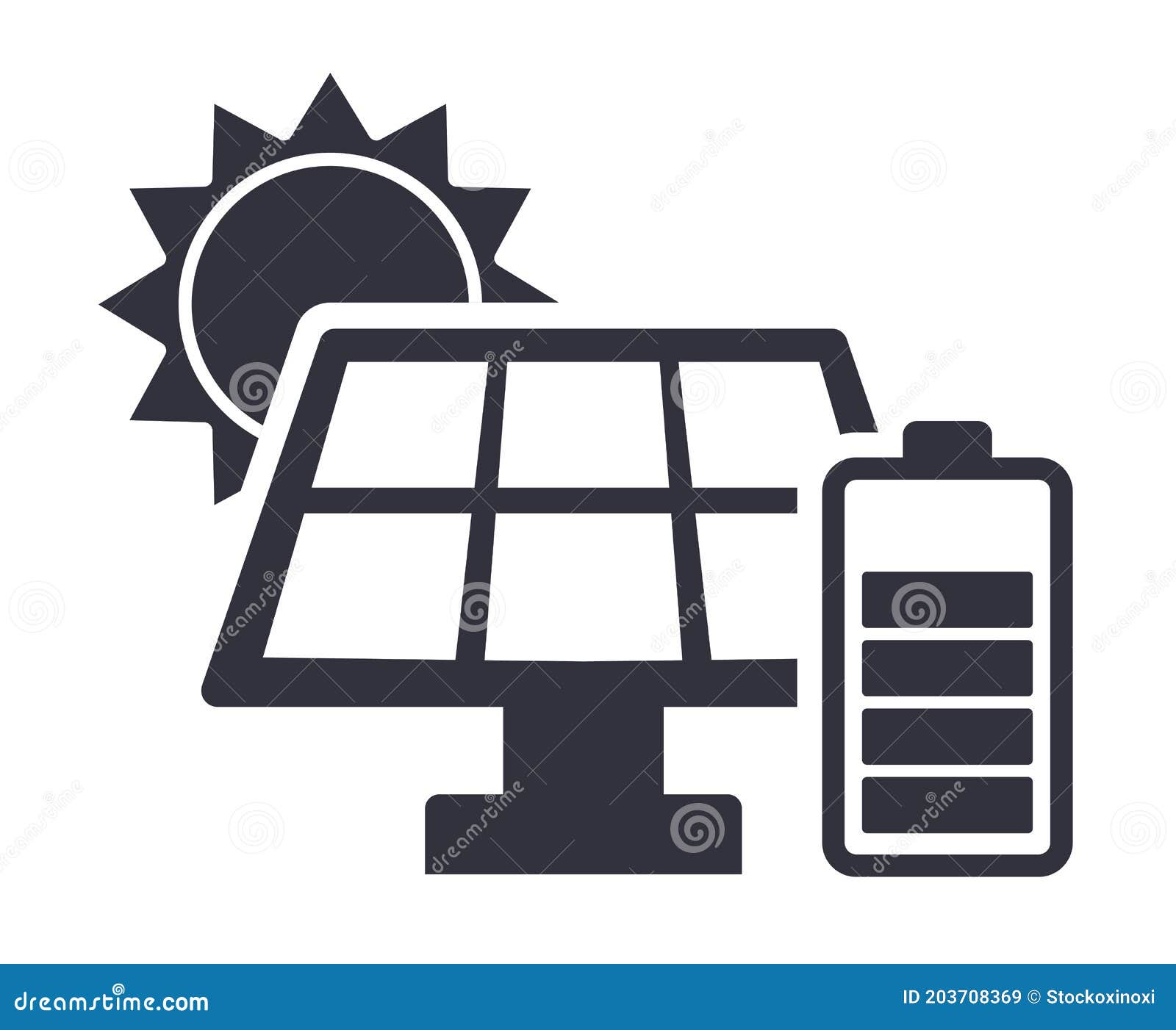 Sun Charging Battery Solar Energy Panel Vector Icon Stock Vector ...