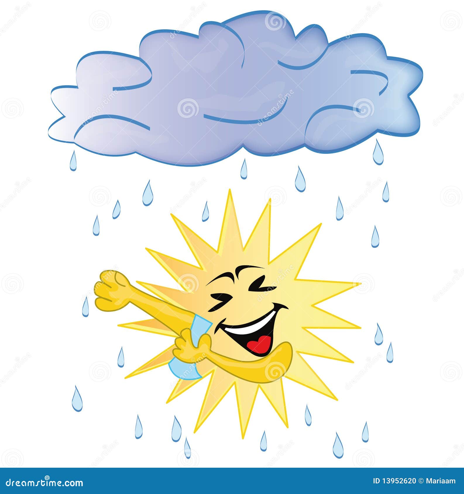 Sun Che Cattura Un Acquazzone Illustrazione di Stock - Illustrazione di ...