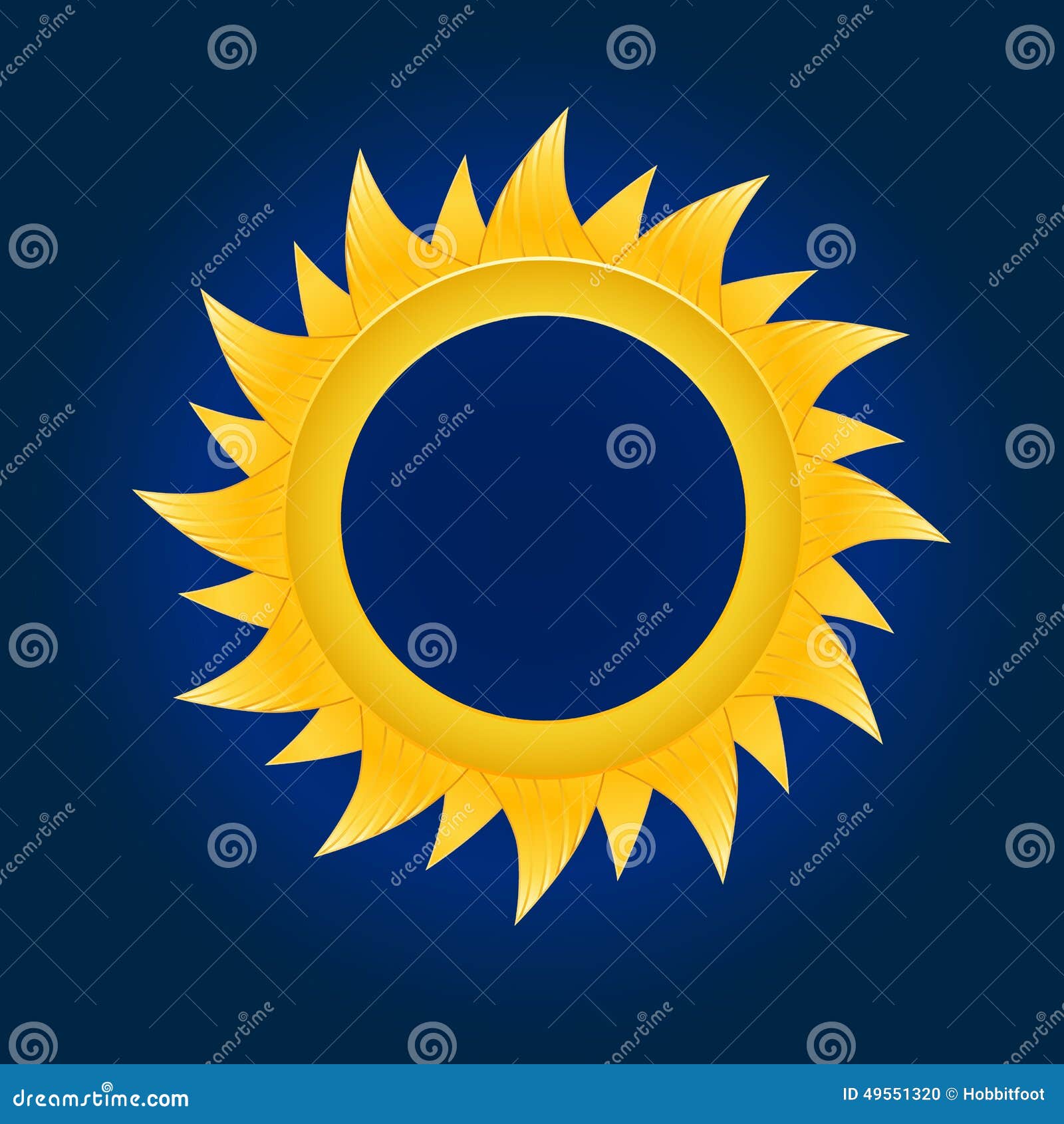 The Sun Circle. on Blue Sky Background Stock Vector - Illustration of ...