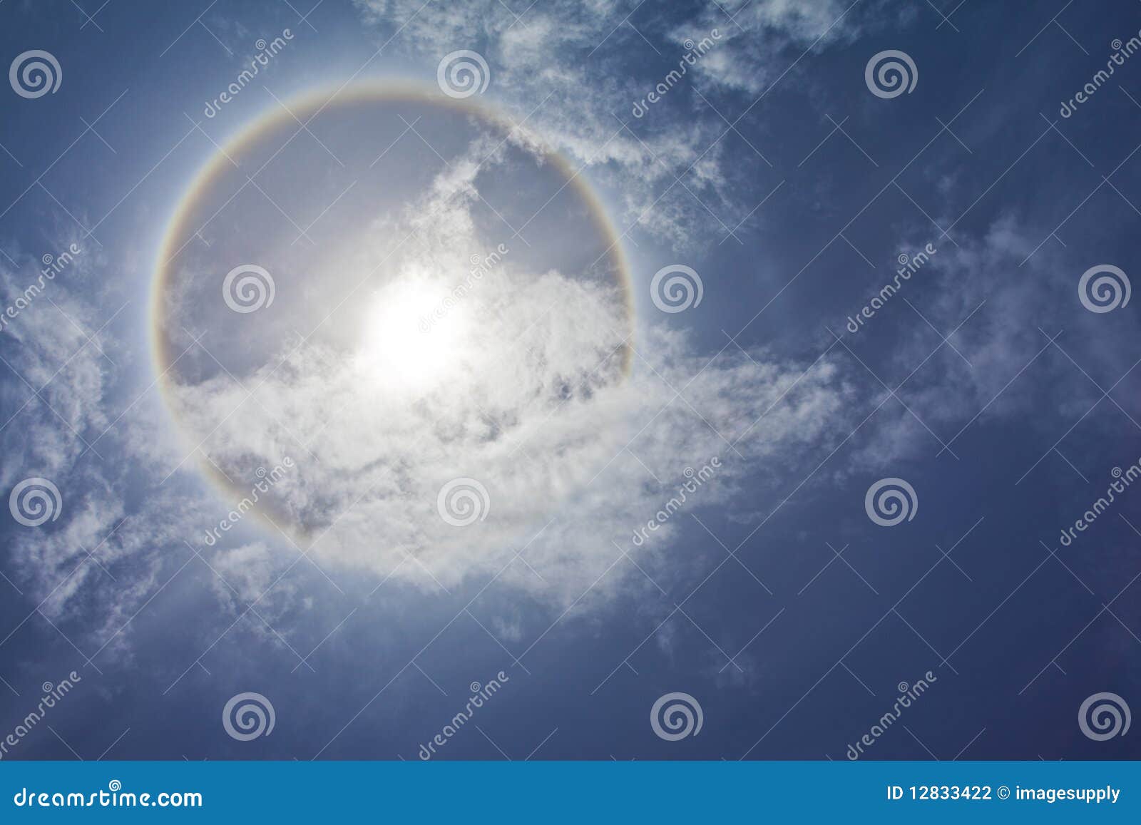 Sun with Circular Rainbow and Clouds Stock Photo - Image of cloud ...