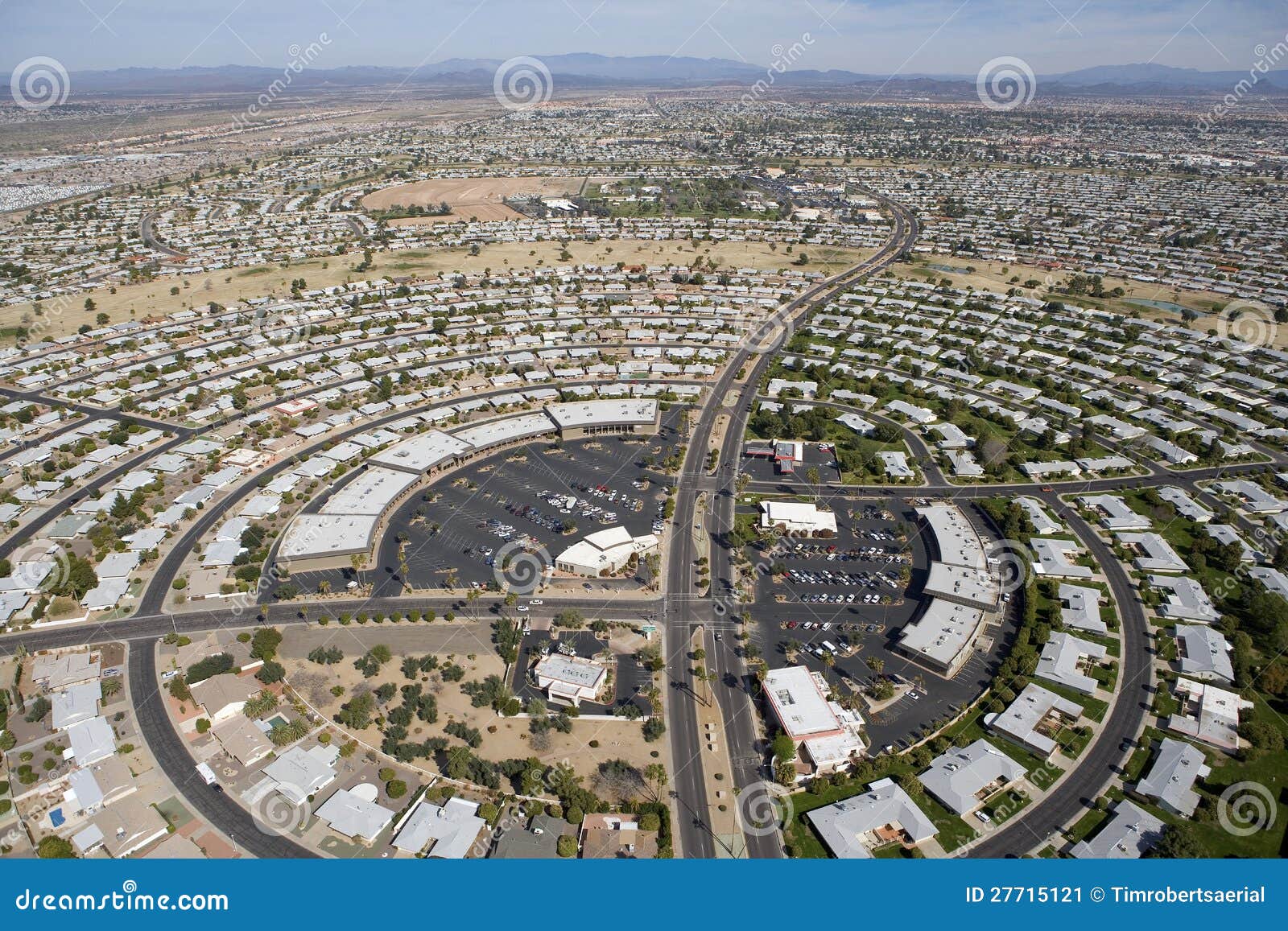 Sun City stock image. Image of rooftops, trees, circular - 27715121