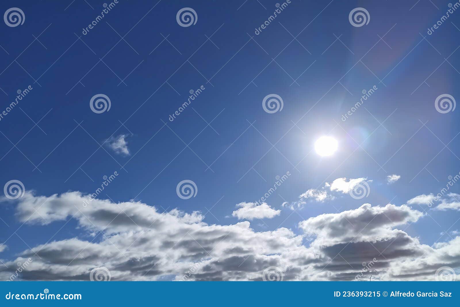 Sun in a Clear Blue Sky for Background Stock Image - Image of ...