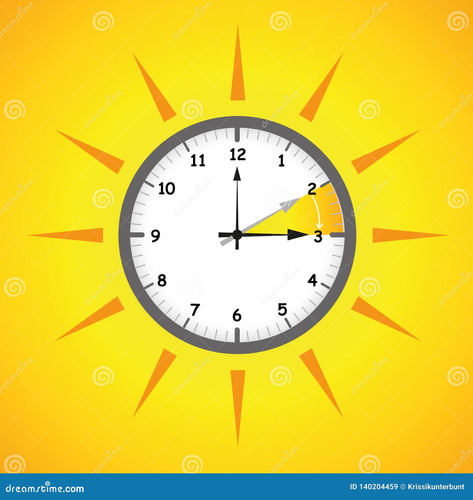 Sun Clock Summer Time Daylight Saving Time Stock Vector - Illustration ...
