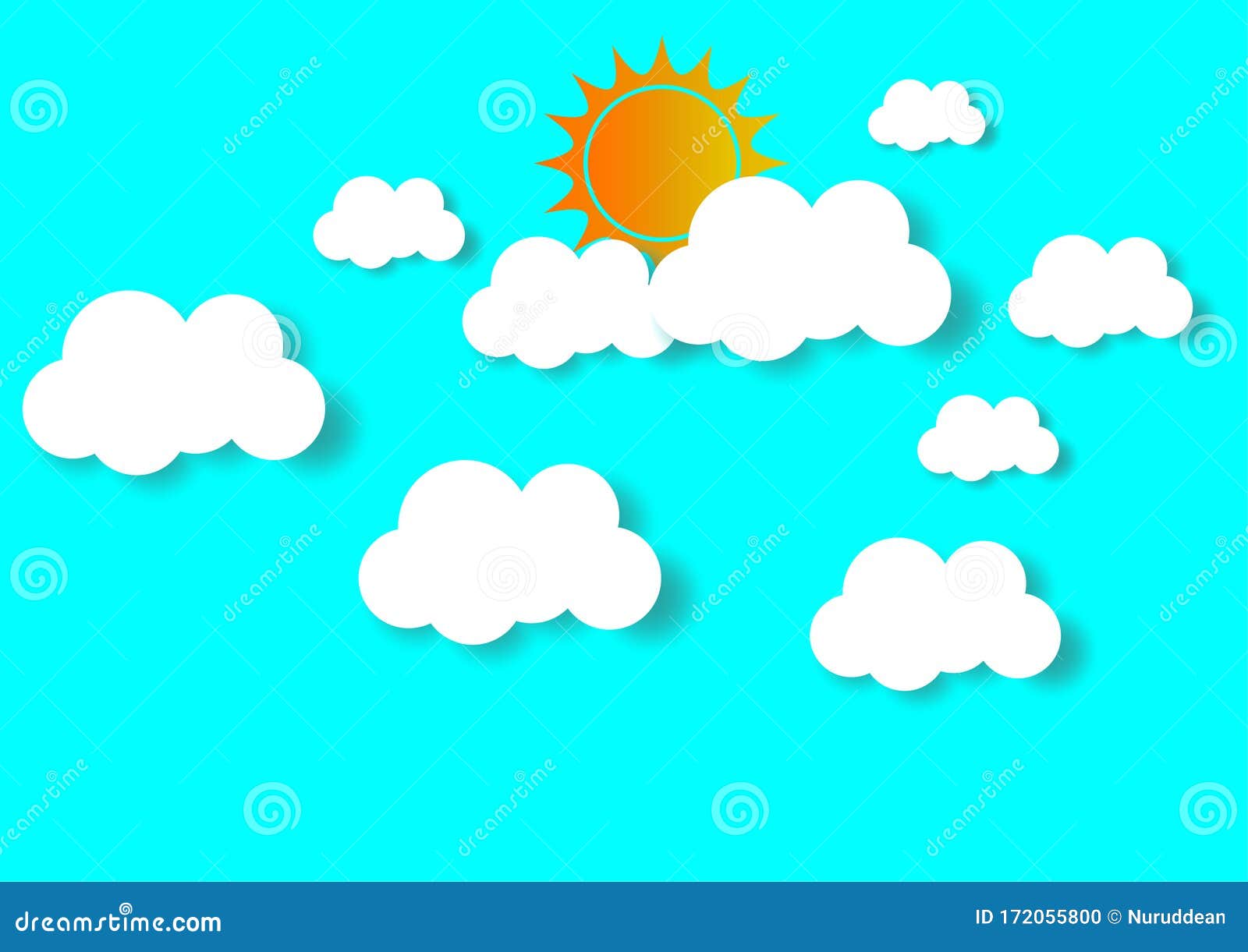 Sun and Cloud, Cuted Paper Design. Vector Illustration Stock Vector ...