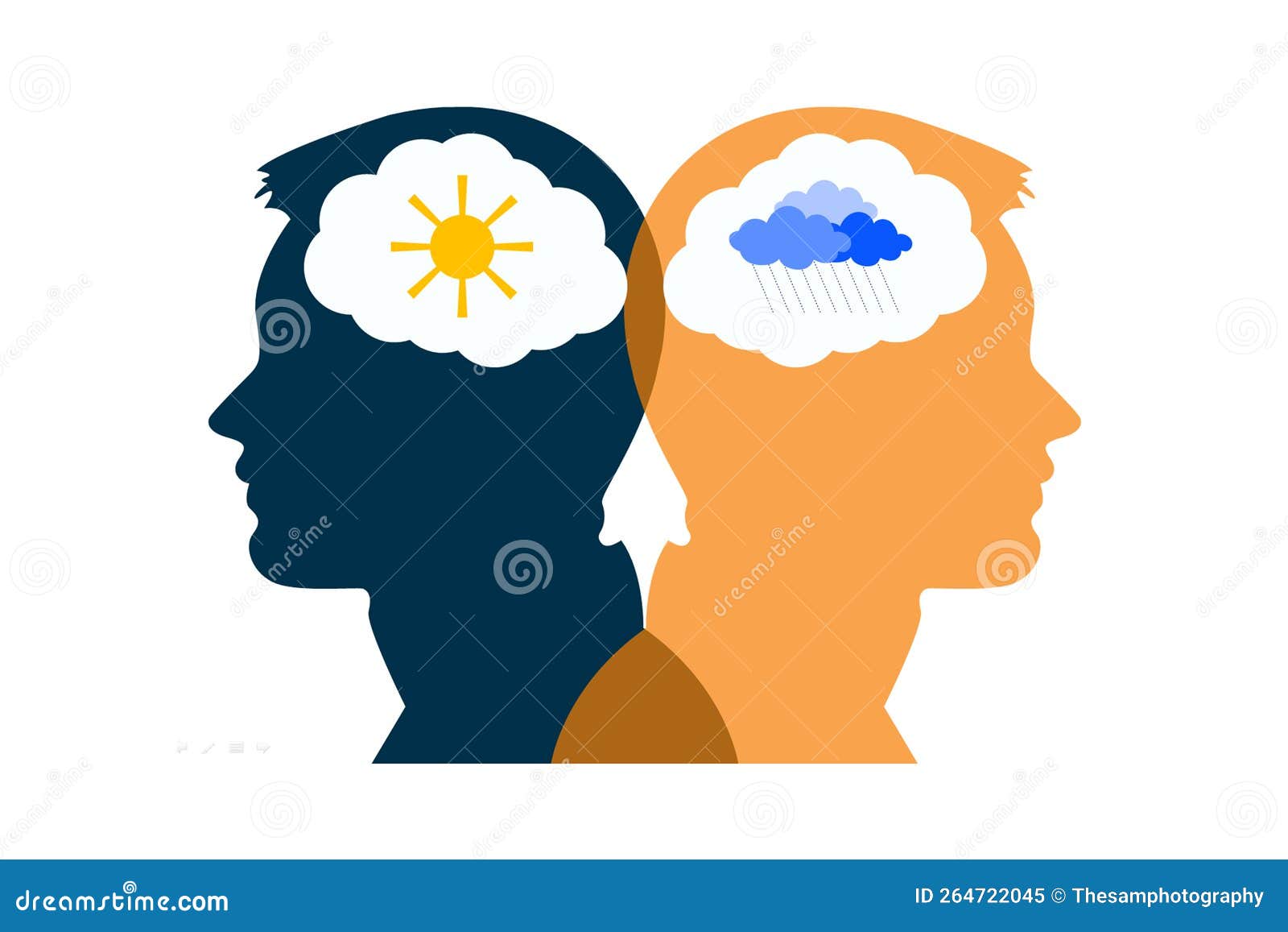 Sun and Cloud in Human Brains Stock Illustration - Illustration of ...