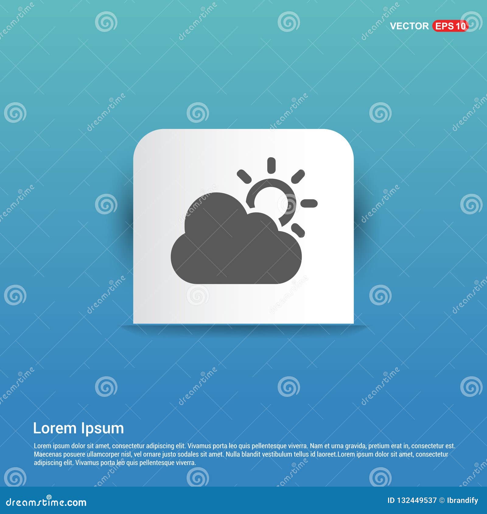 Sun Cloud Icon - Blue Sticker Button Stock Vector - Illustration of ...