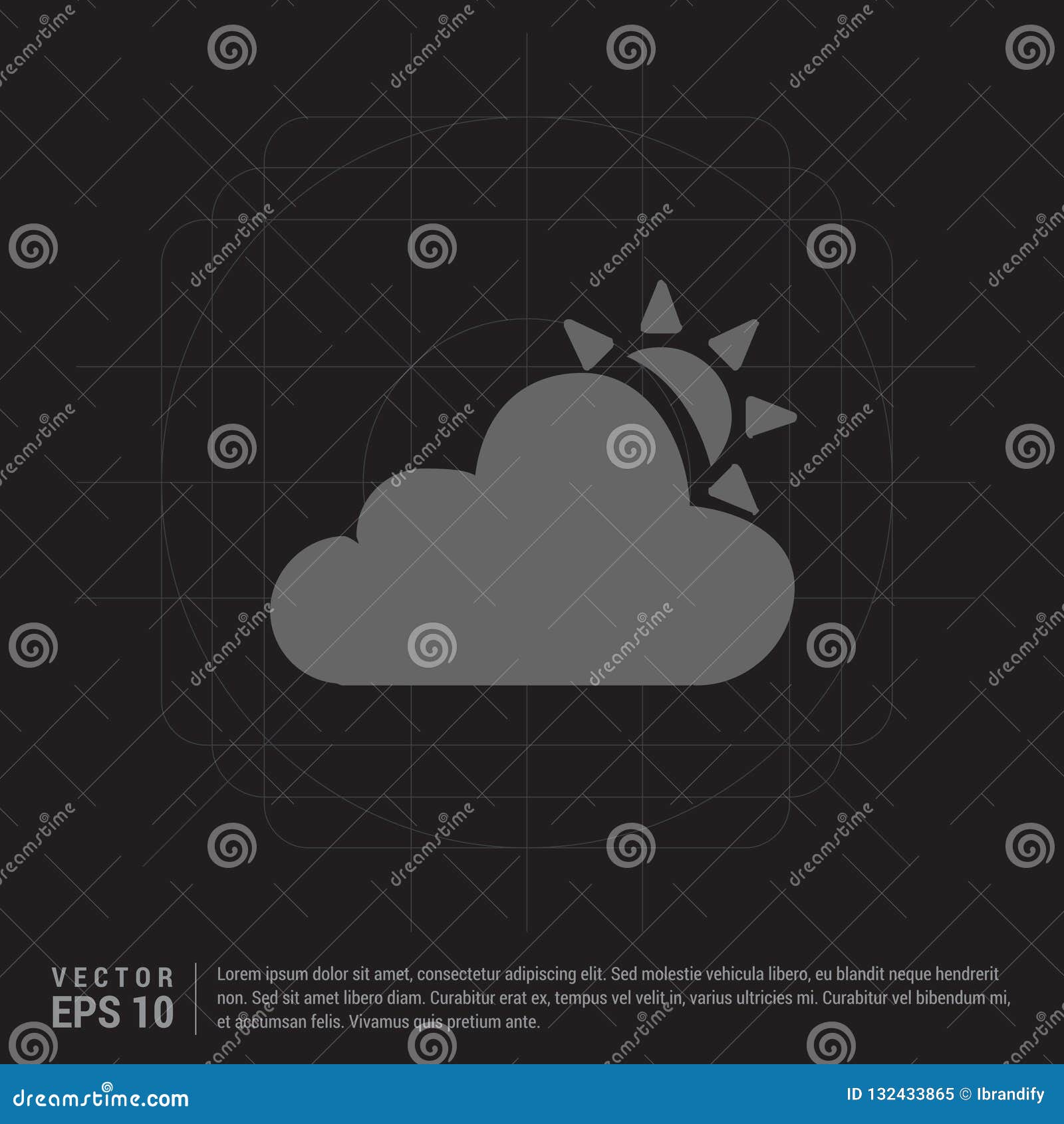 Sun Cloud Icon stock vector. Illustration of sunburst - 132433865