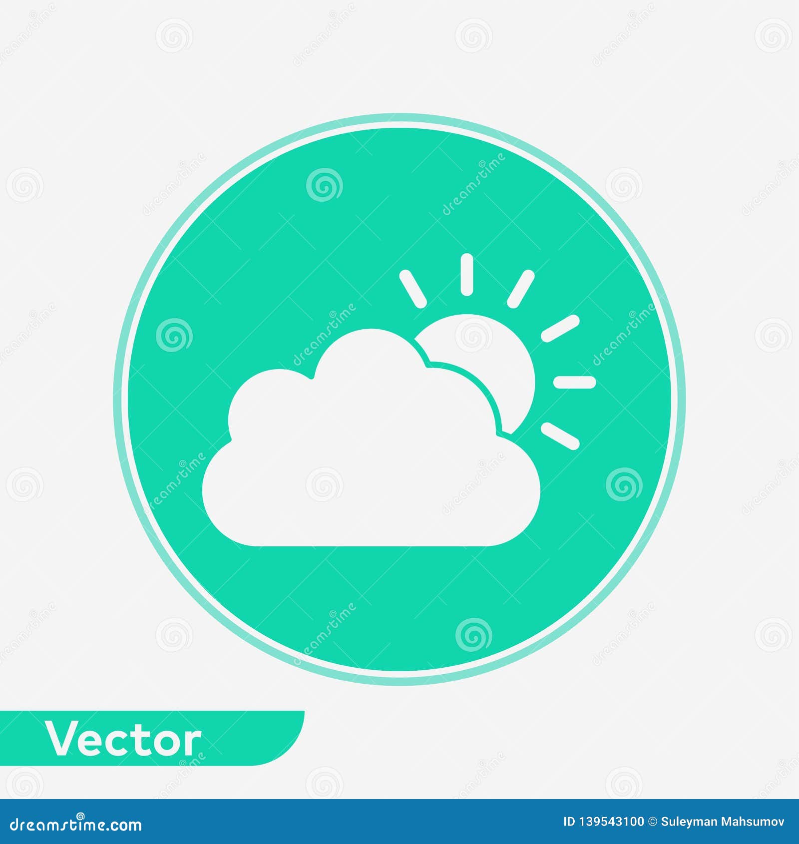 Sun and Cloud Vector Icon Sign Symbol Stock Vector - Illustration of ...