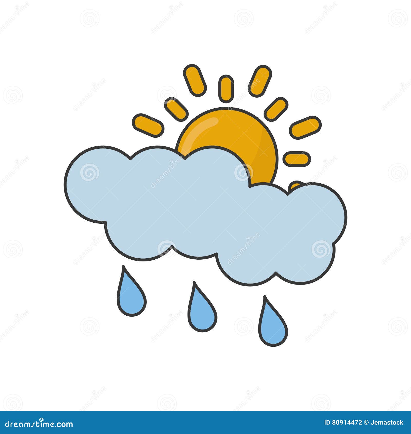Sun cloud and rain design stock vector. Illustration of design - 80914472