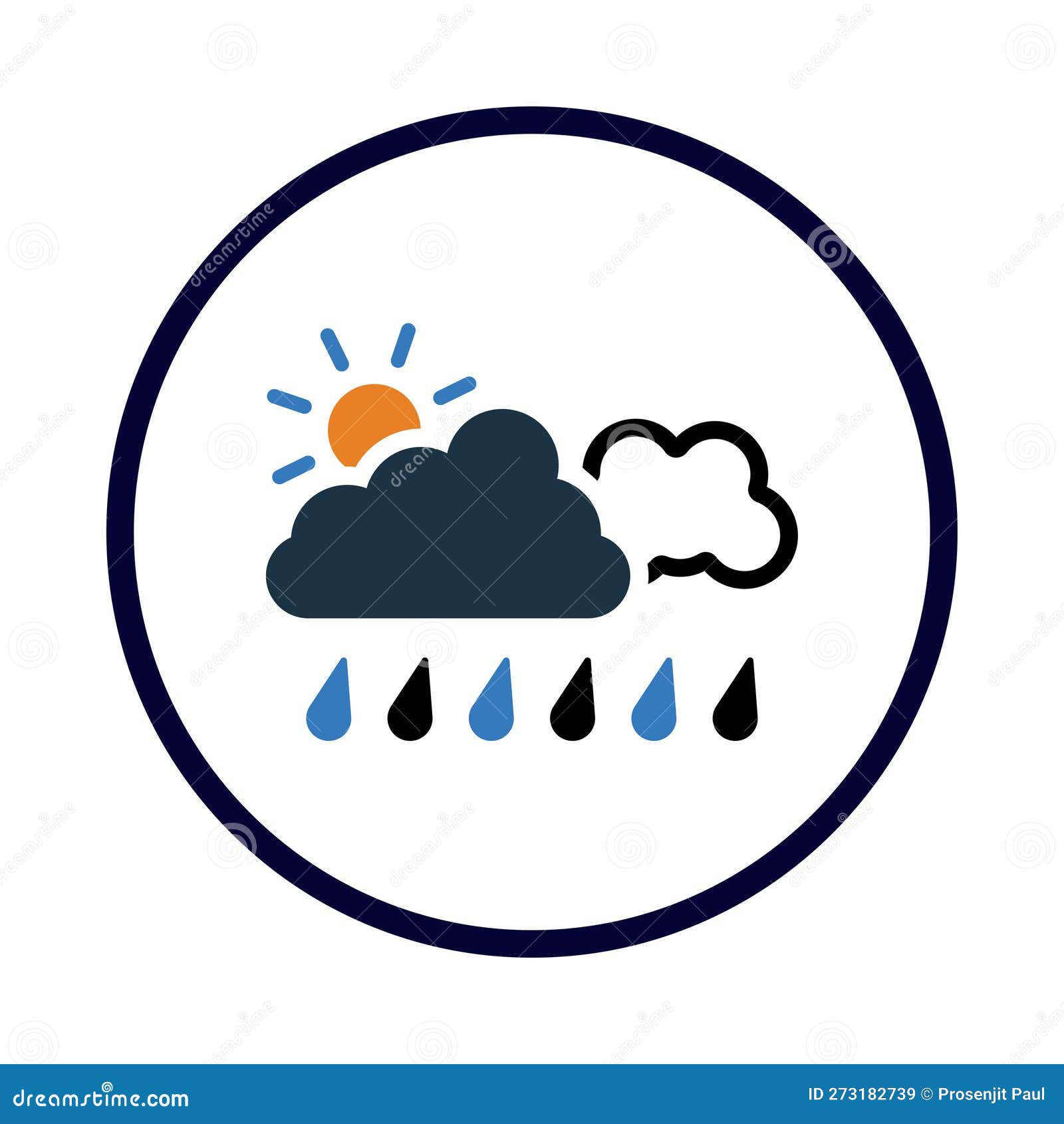 Sun, Cloud, Rain, Weather Icon Stock Vector - Illustration of editable ...