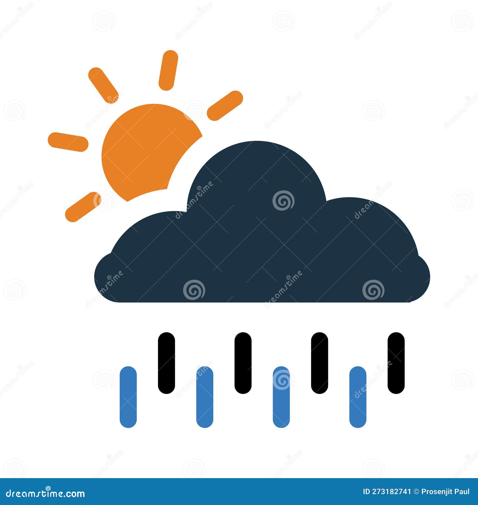 Sun, Cloud, Rain, Weather Icon Stock Vector - Illustration of ...