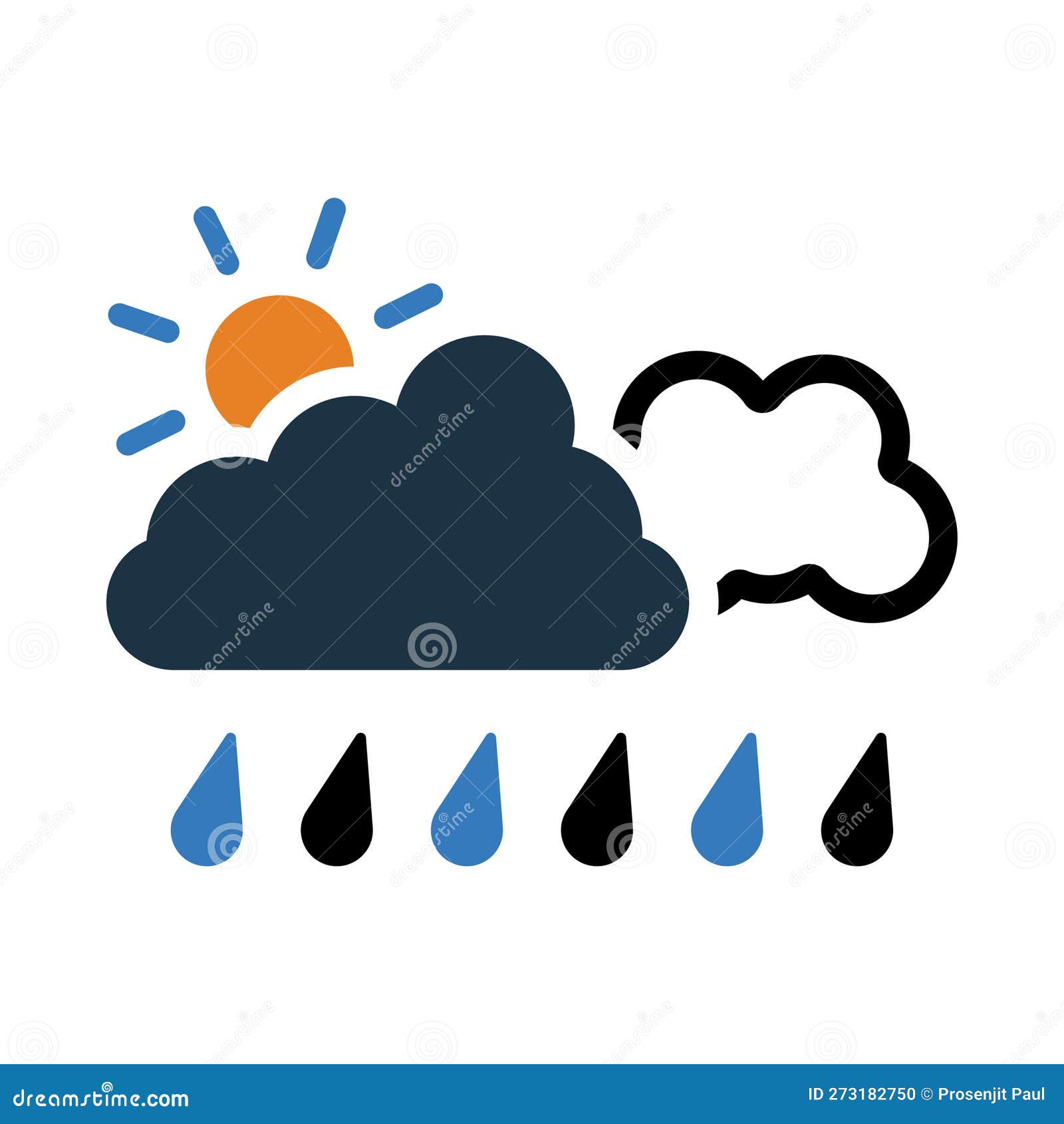 Sun, Cloud, Rain, Weather Icon Stock Vector - Illustration of drop ...