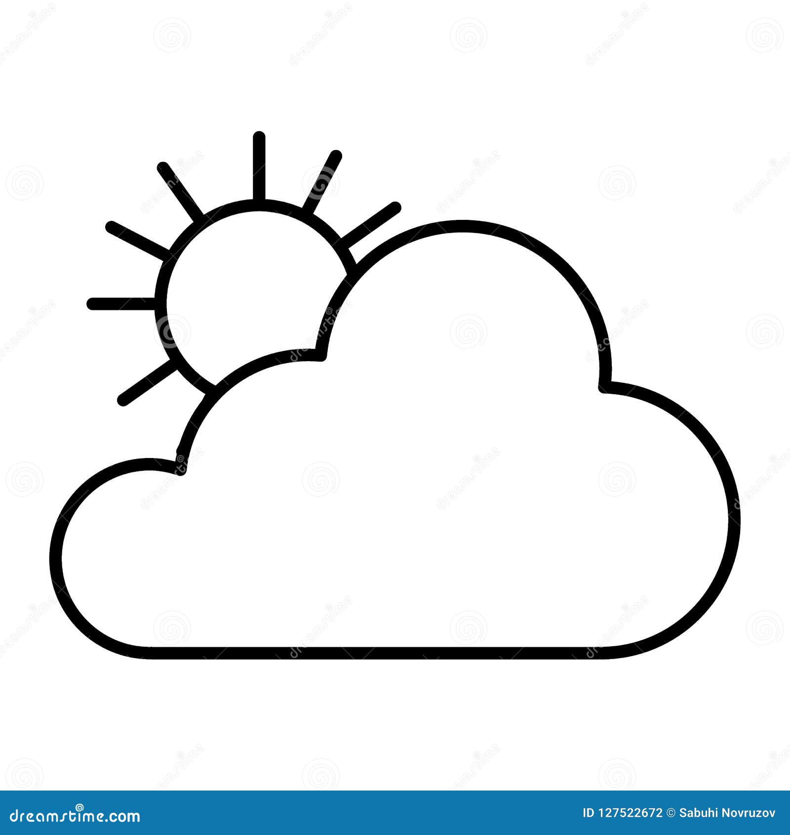 Sun and Cloud Thin Line Icon. Bright Weather Vector Illustration ...