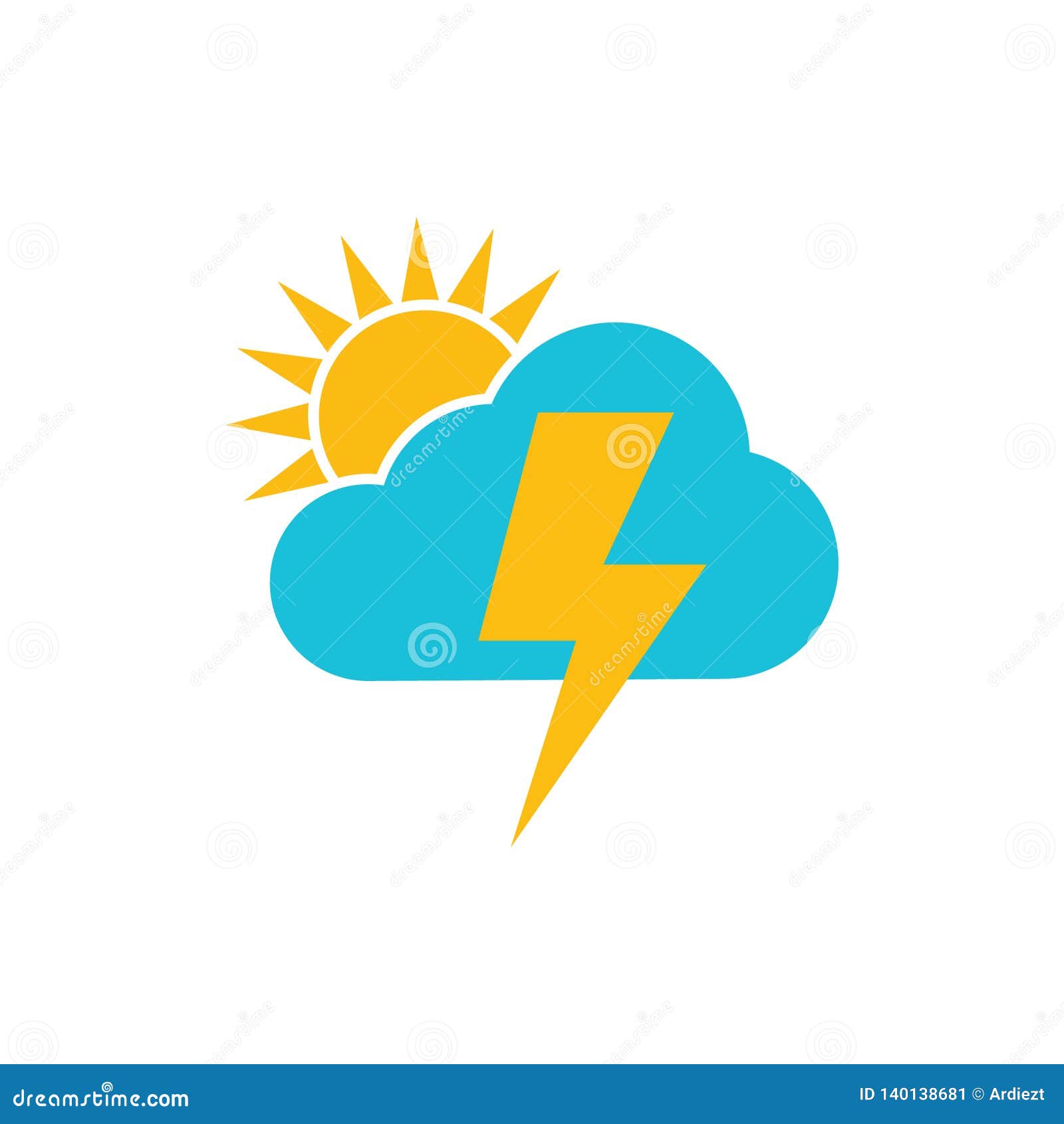 The Sun and Cloud with Thunder Icon. Modern Weather Icon Stock Vector ...