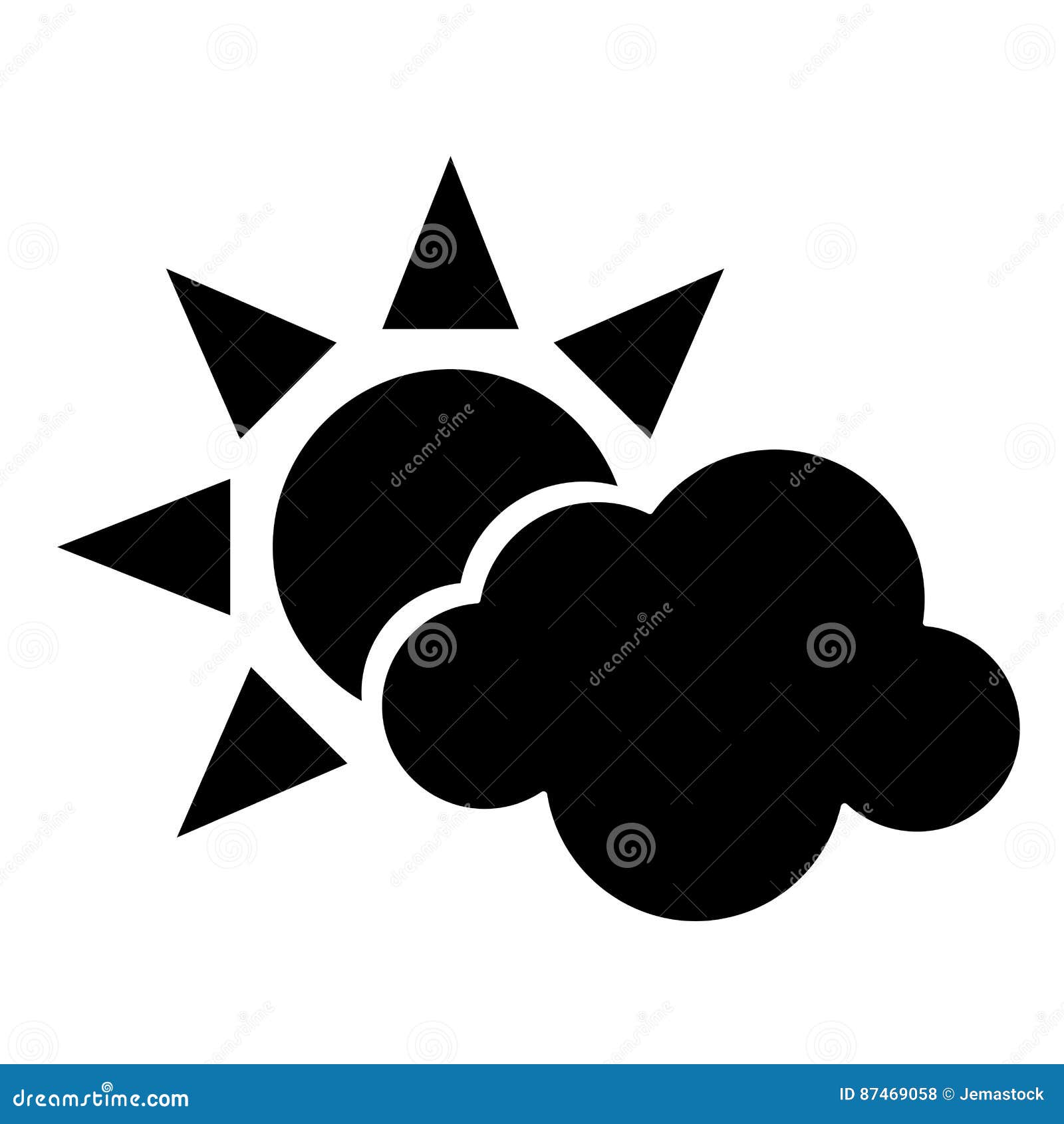 Sun Cloud Weather Symbol Pictogram Stock Vector - Illustration of ...