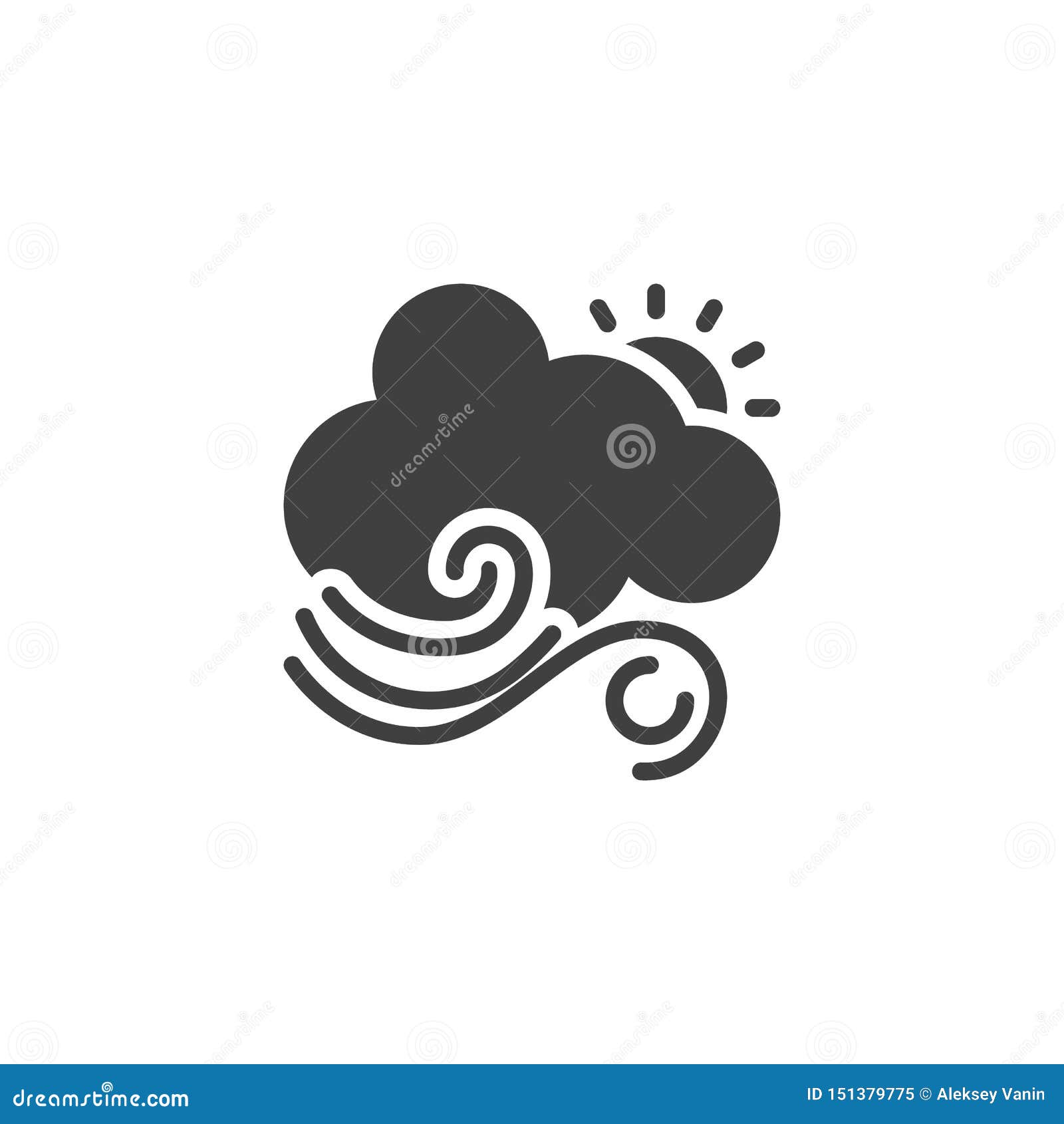 Sun with Cloud and Wind Vector Icon Stock Vector - Illustration of ...