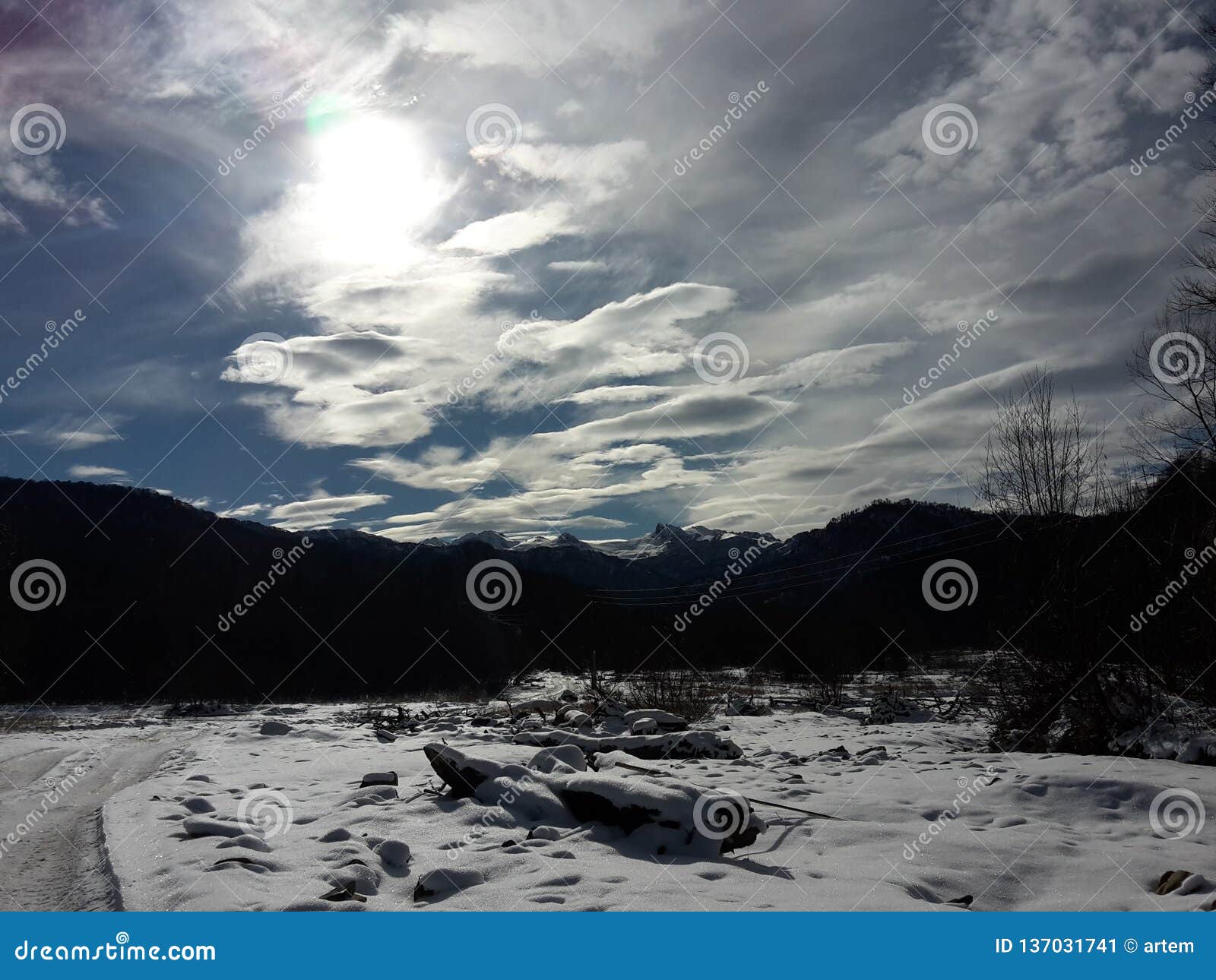 Sun stock image. Image of winter, nature, clouds, snow - 137031741