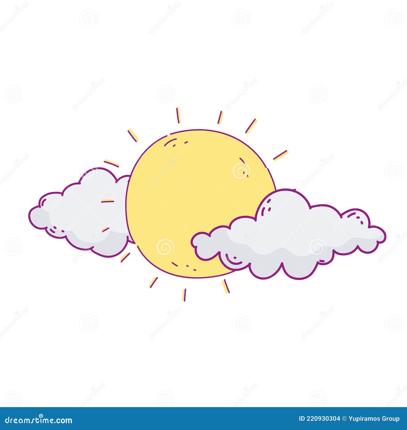 Sun clouds cartoon stock vector. Illustration of nature - 220930304