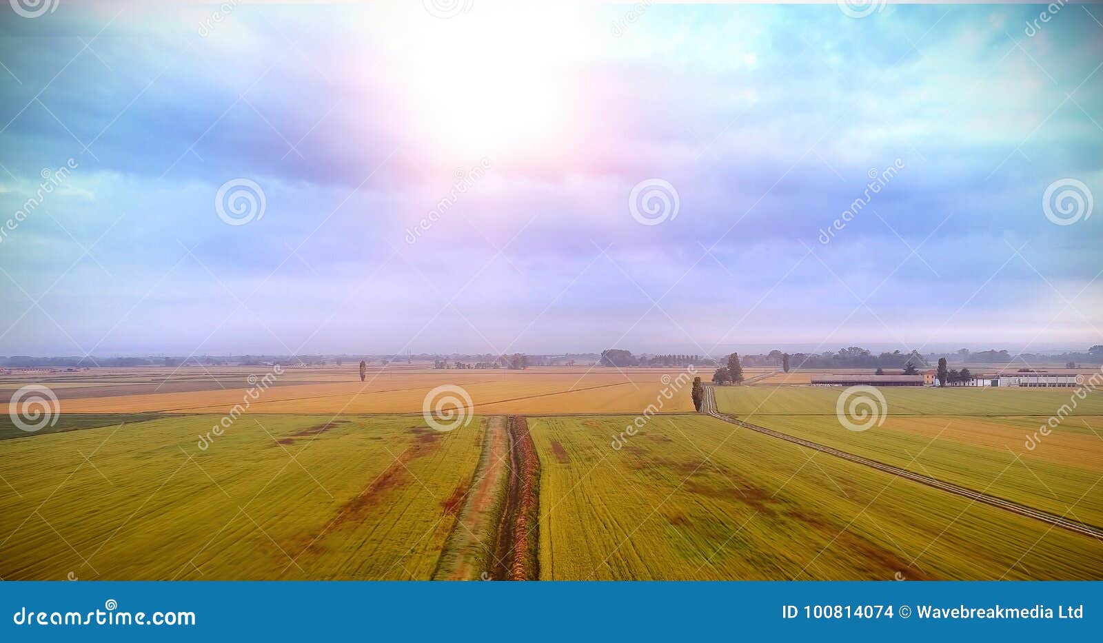 Sun between Clouds Lighting Grass Field Stock Photo - Image of parkland ...